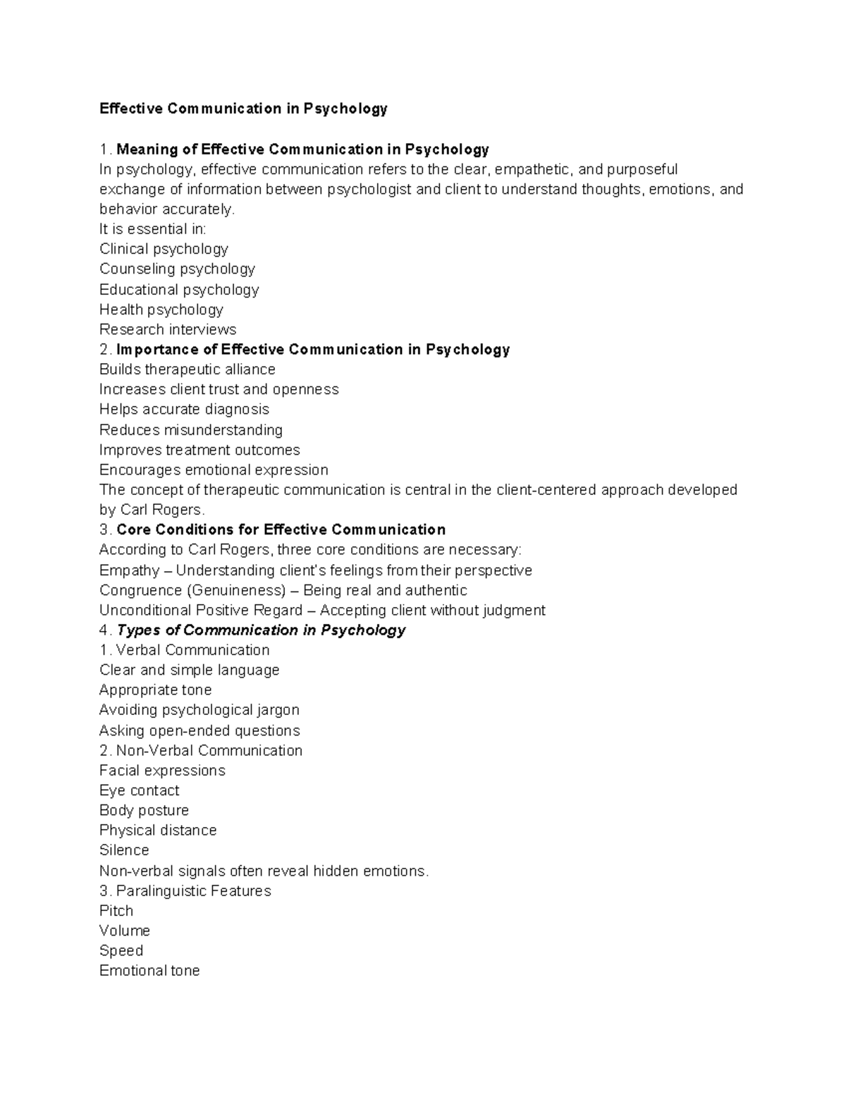 Effective Communication in Clinical Psychology: Key Concepts and ...