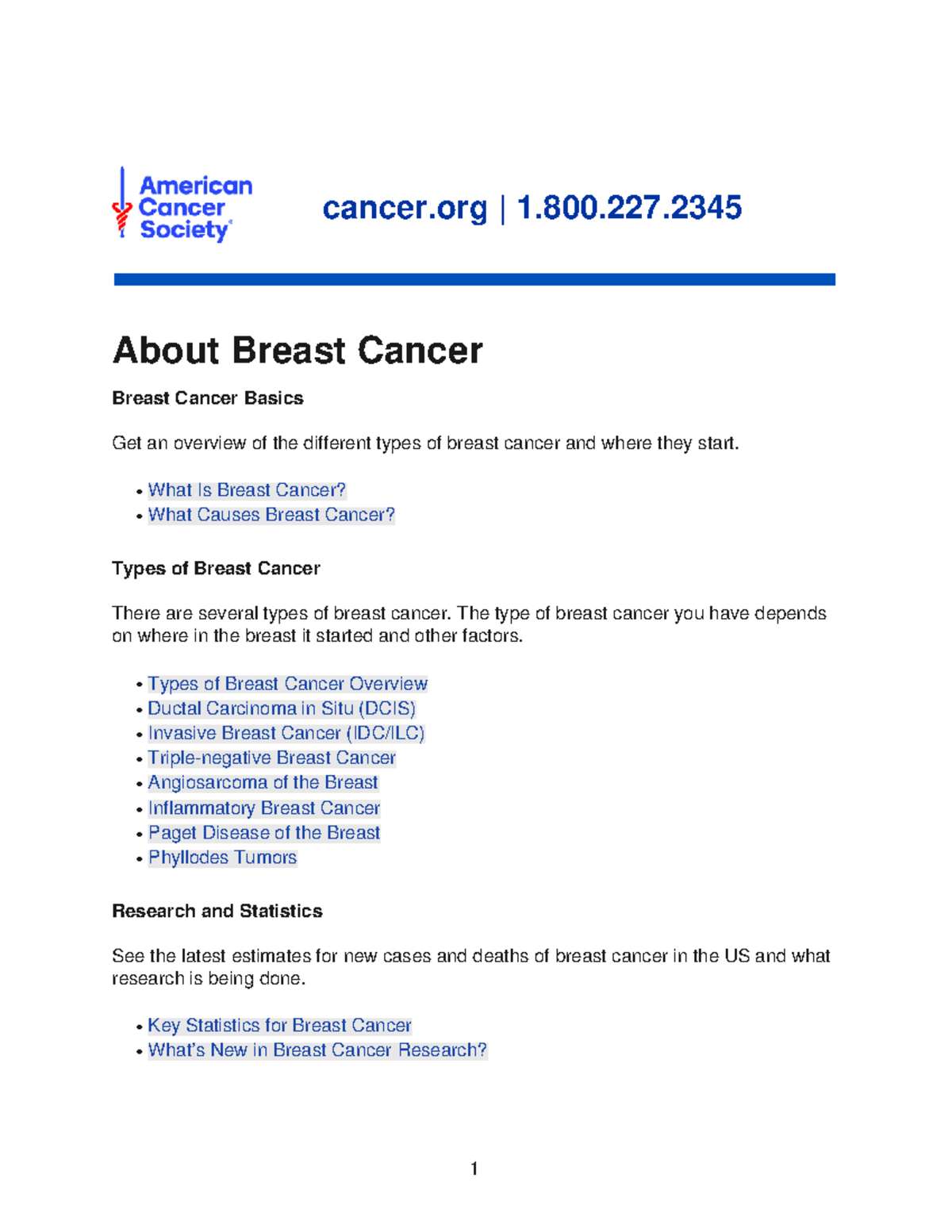 Breast Cancer Overview and Key Insights for Study Notes - Studocu
