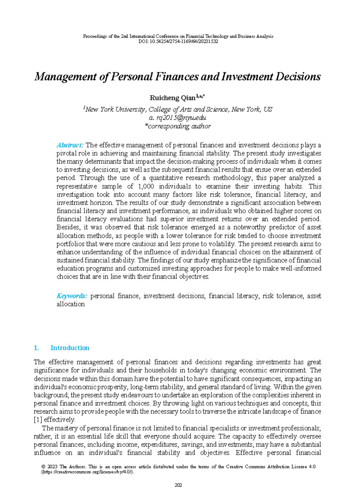 Management of Personal Finances and Investment Dec - Management of ...