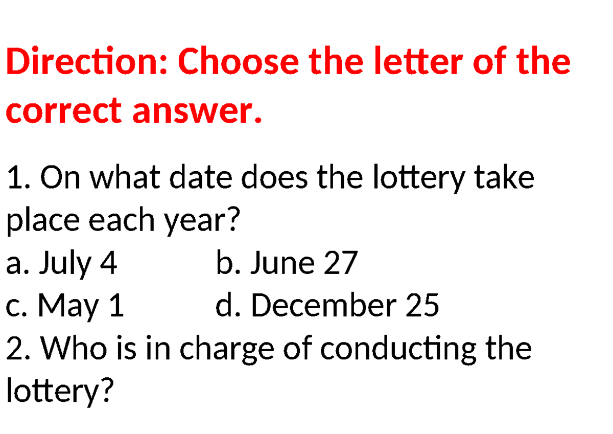 Quiz on The Lottery (ENG 101) - Answer Key and Analysis - Studocu