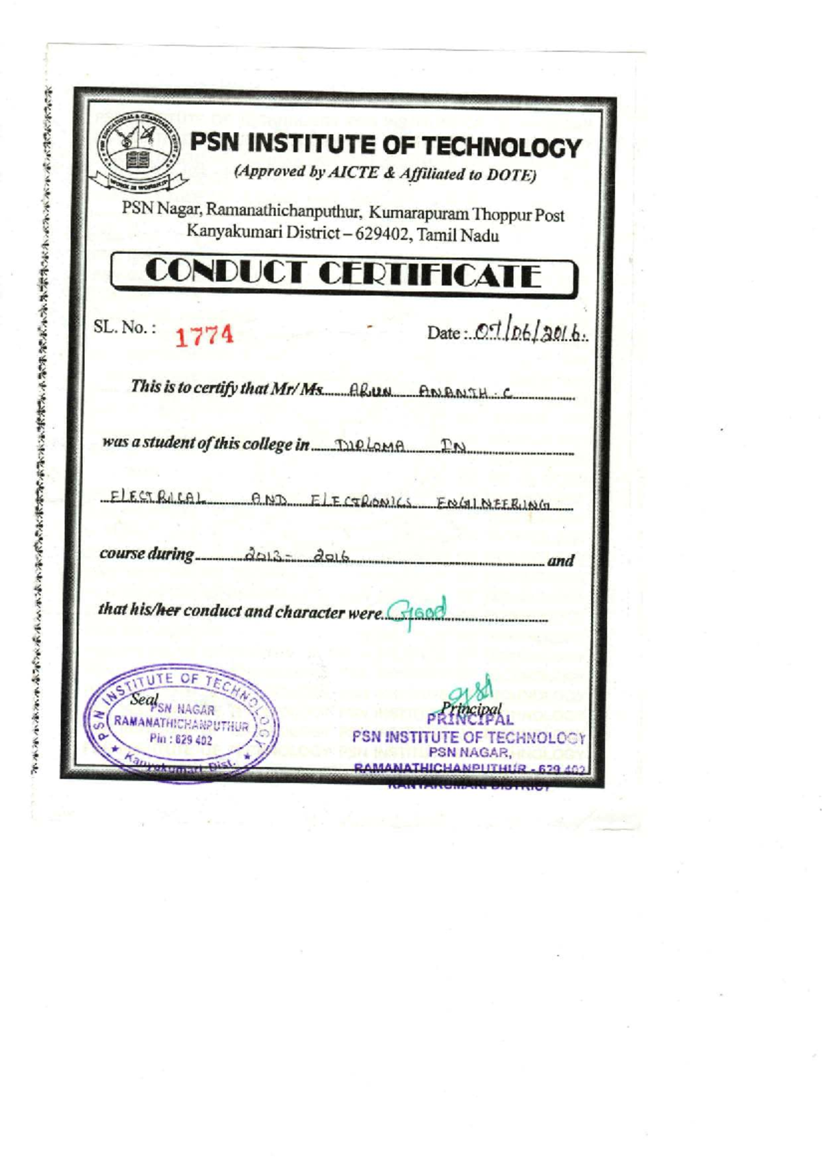 Diploma in Electrical & Electronics Engineering Certificate - PSN Institute - Studocu