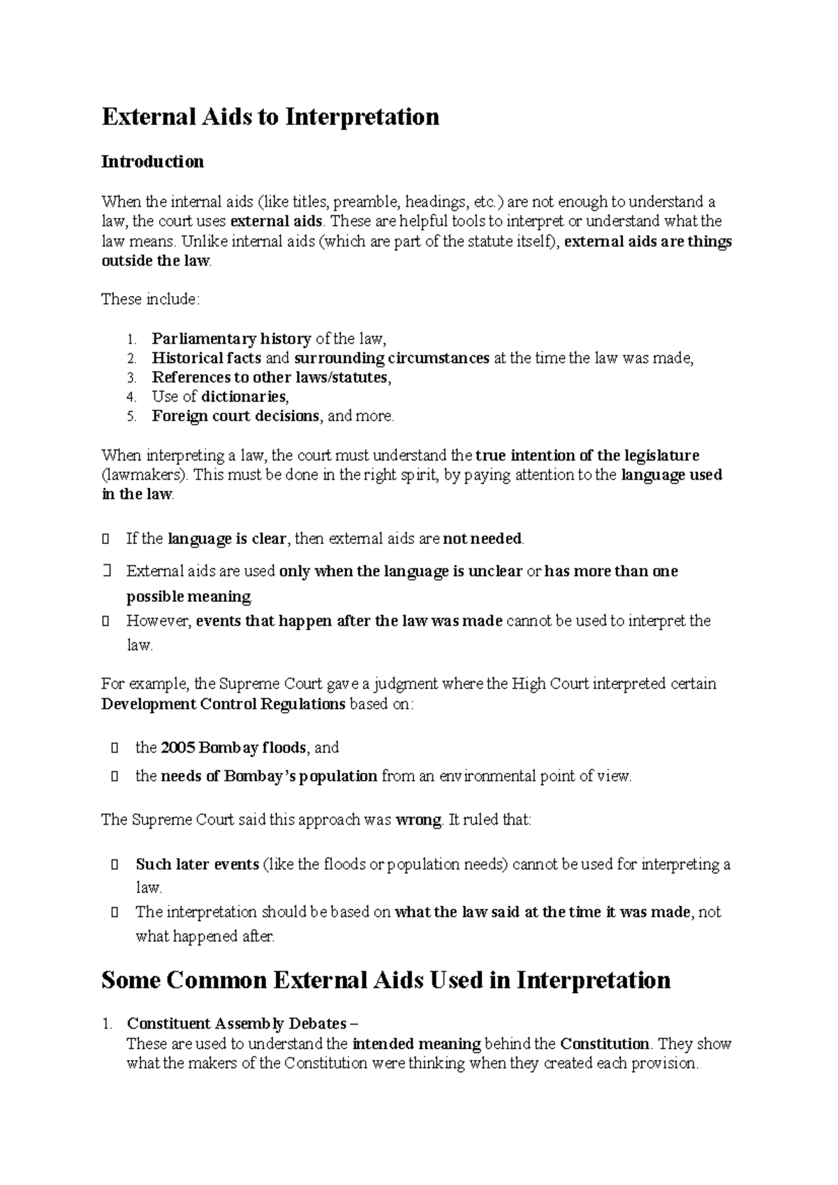 External Aids to Interpretation: Historical Background & Legislative ...