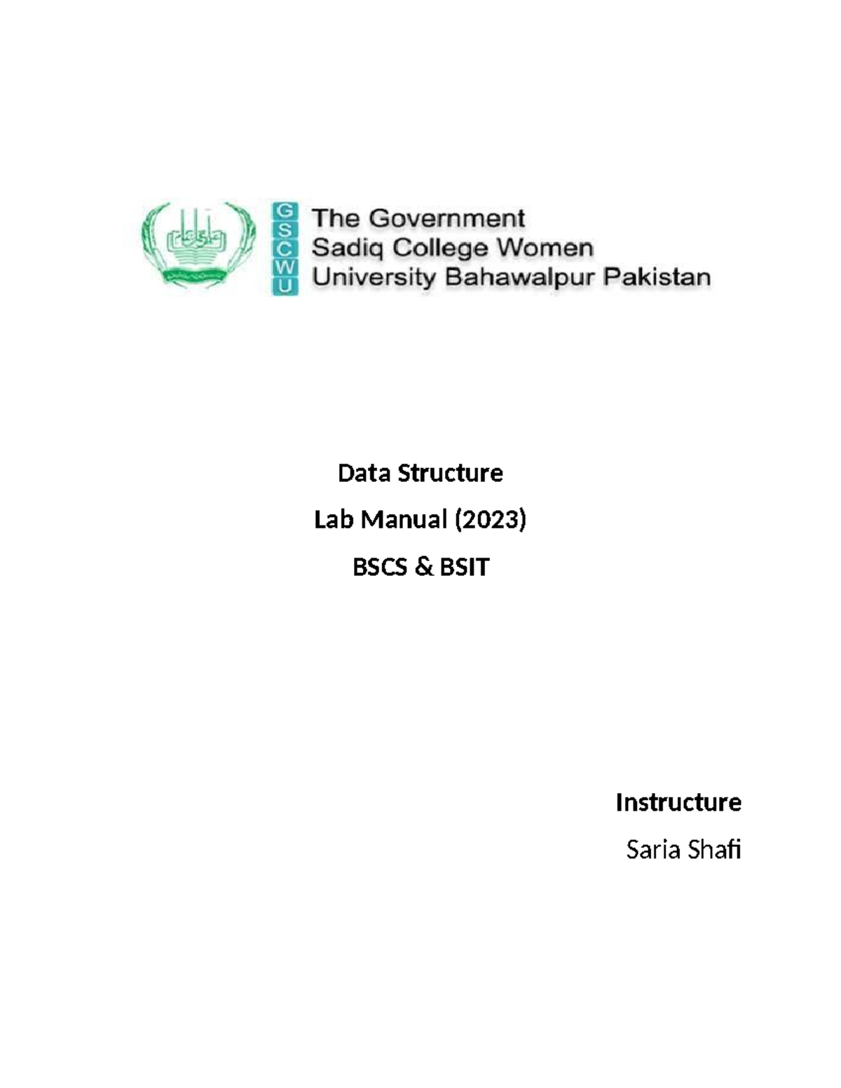 Data Structure Lab Manual (CS&IT) - Weekly Program Exercises - Studocu