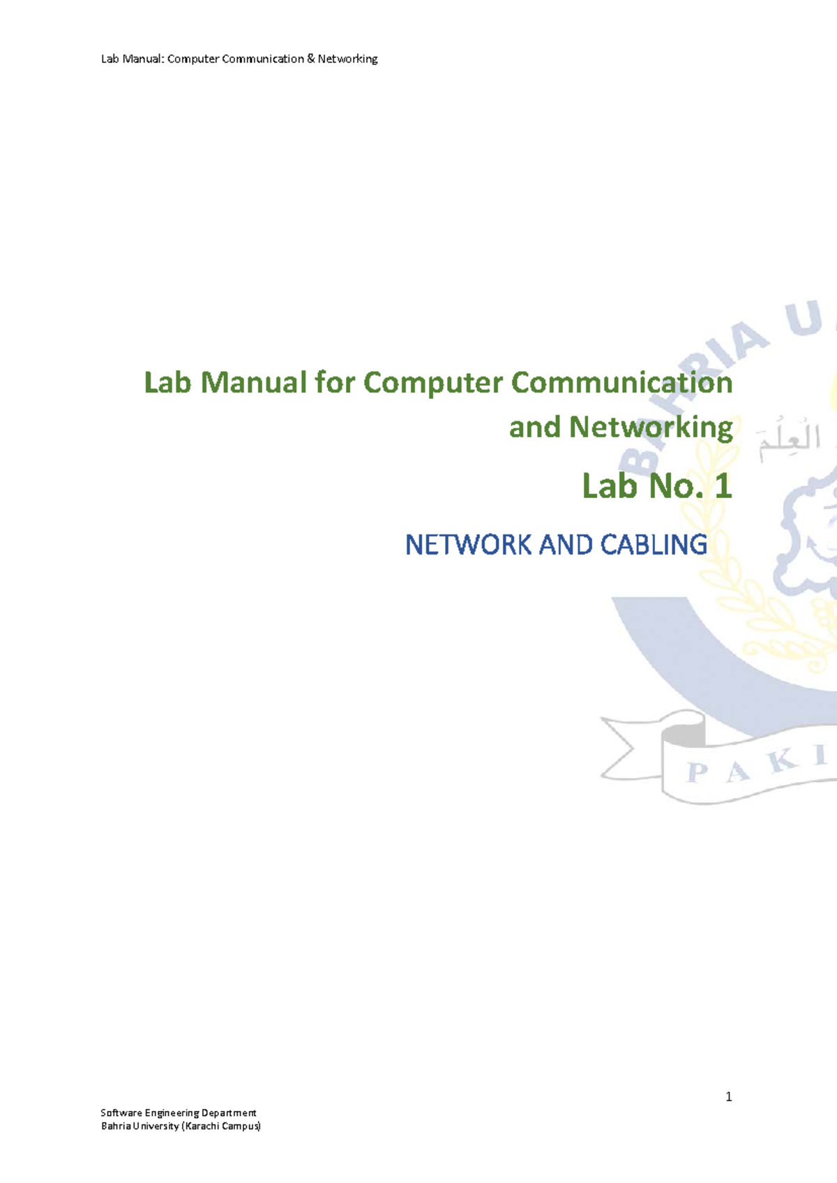 Lab Manual Computer Communication Networking Lab No 1 Network And