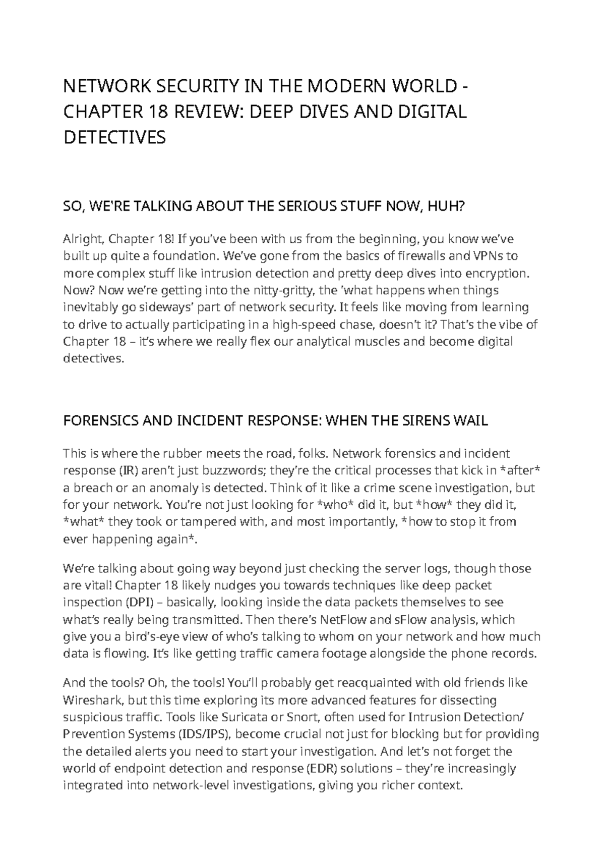 NETWORK SECURITY IN THE MODERN WORLD: CHAPTER 18 REVIEW - Studocu