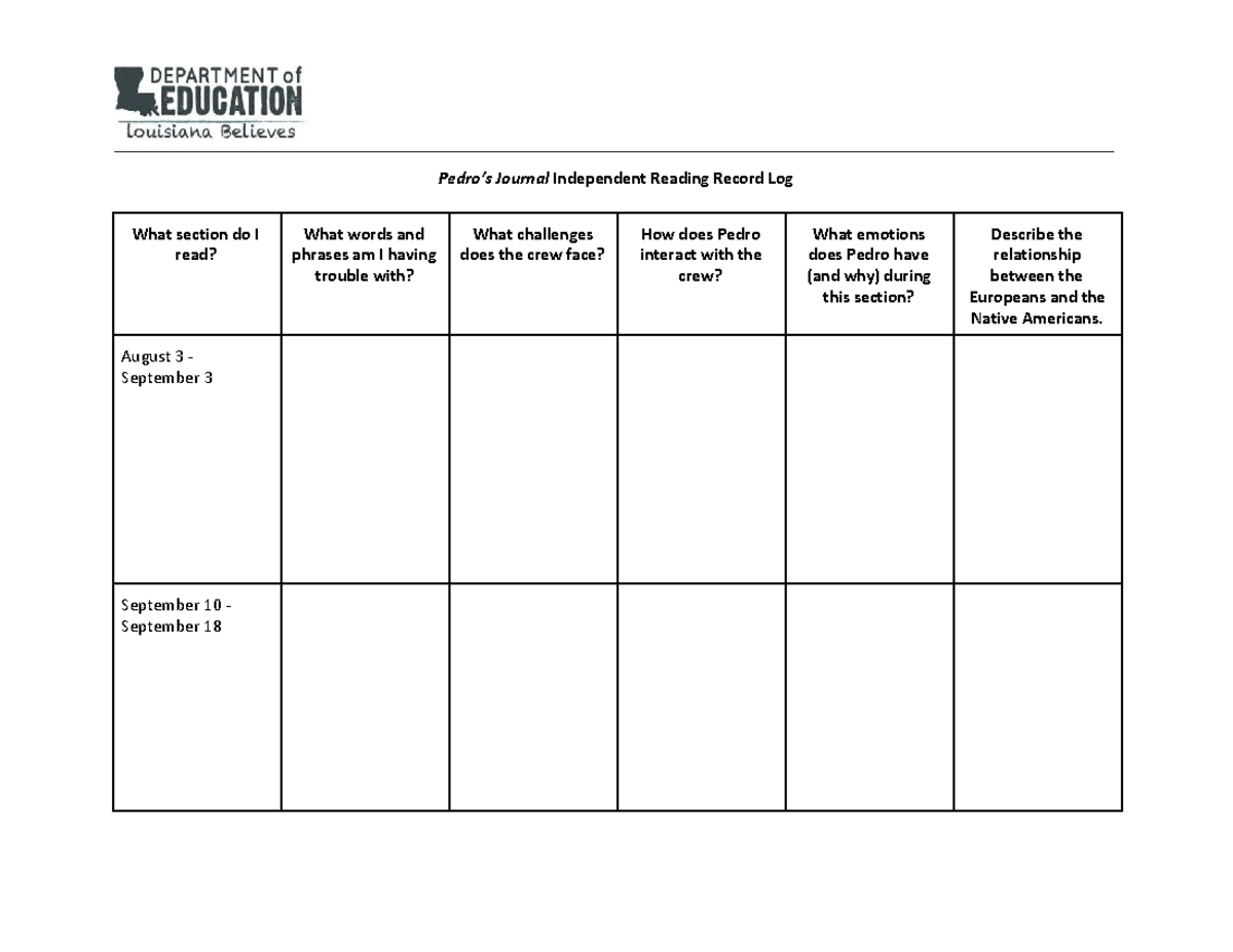 JAI Matte - Birch Independent Reading Log & Reflection Guide - Studocu