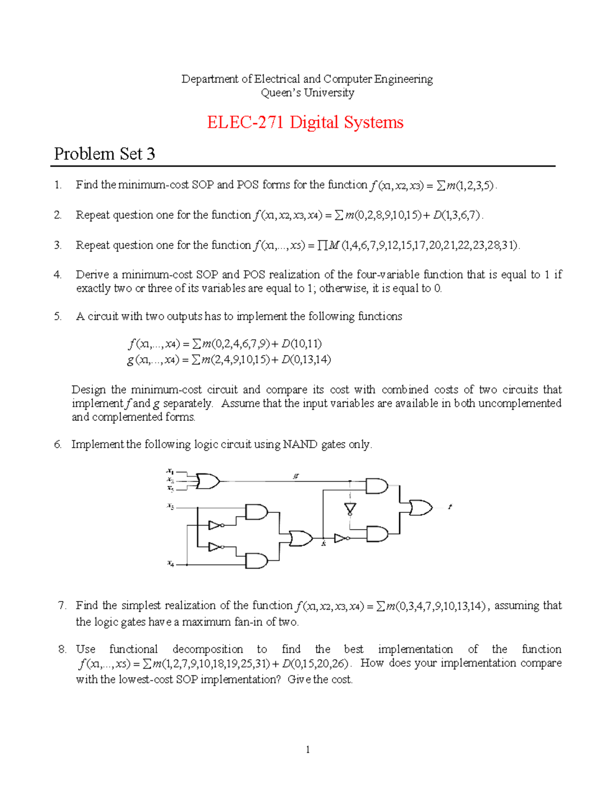 EECE Problem Set 3: Digital Systems Practice Questions - Studocu