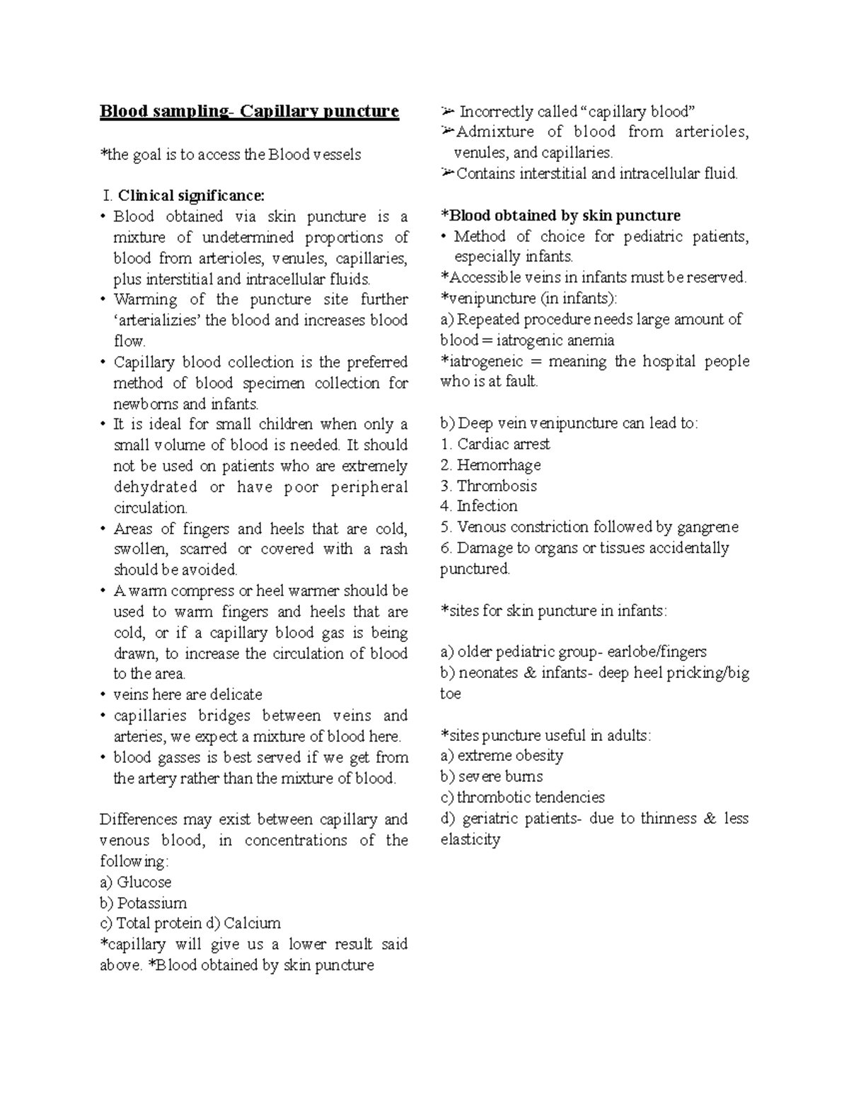 Blood Collection Techniques: Capillary Puncture Insights - Studocu