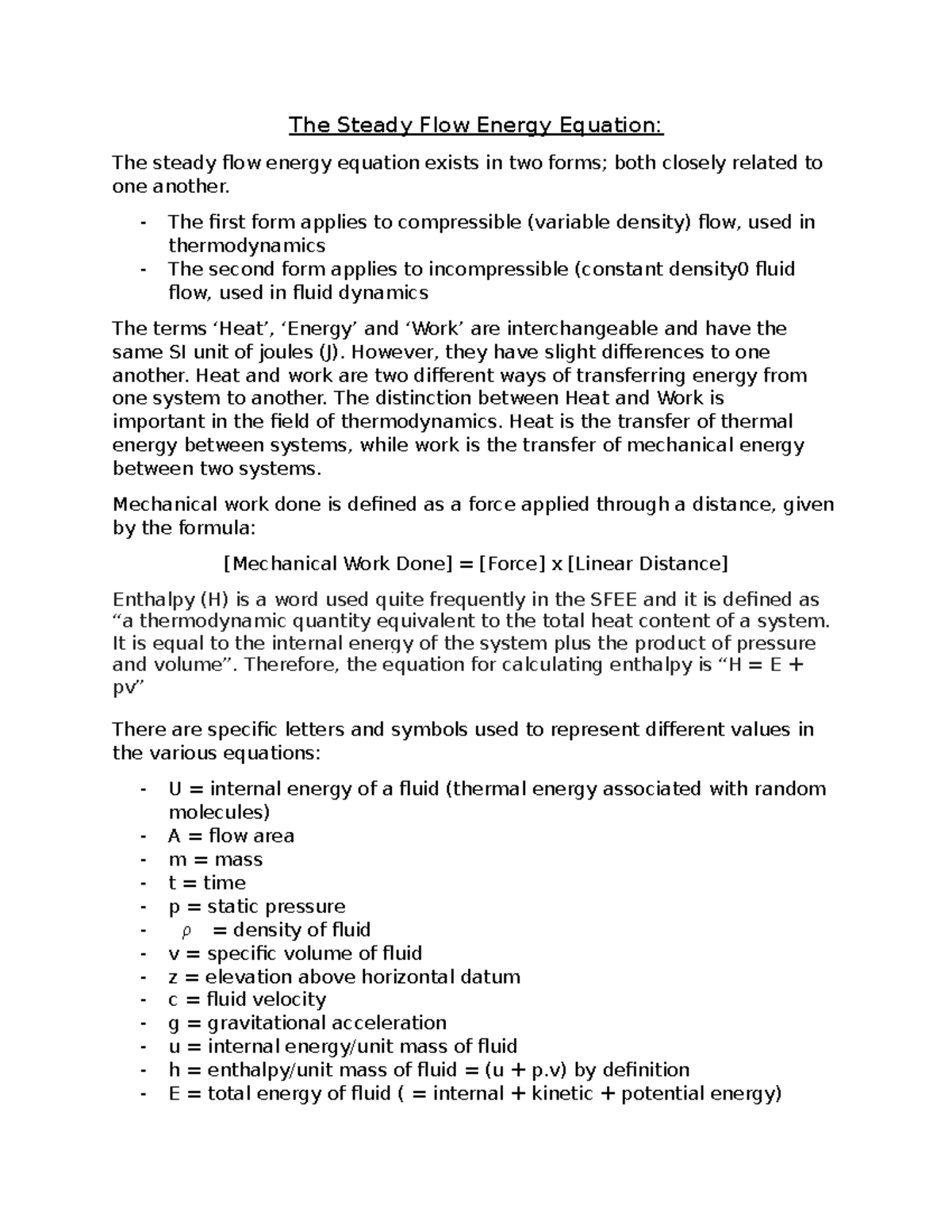 Steady Flow Energy Equation Concepts in Thermodynamics and Fluid ...