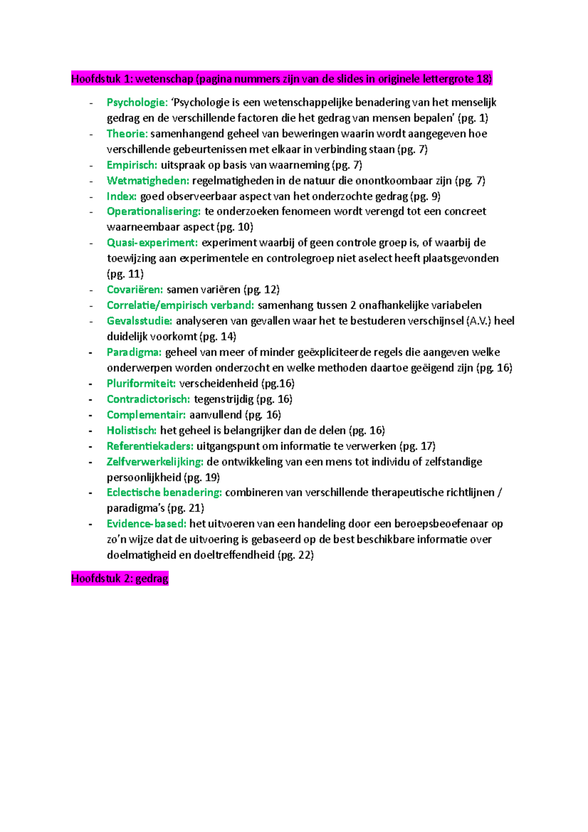Begrippenlijst algemene psychologie - Hoofdstuk 1: wetenschap (pagina ...