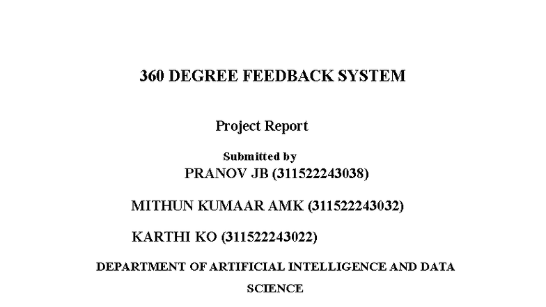 360 Degree Feedback System Project Report - AI & Data Science - Studocu