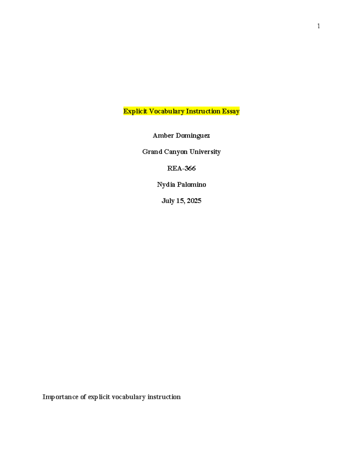 ENG 501: The Importance of Explicit Vocabulary Instruction in Reading ...