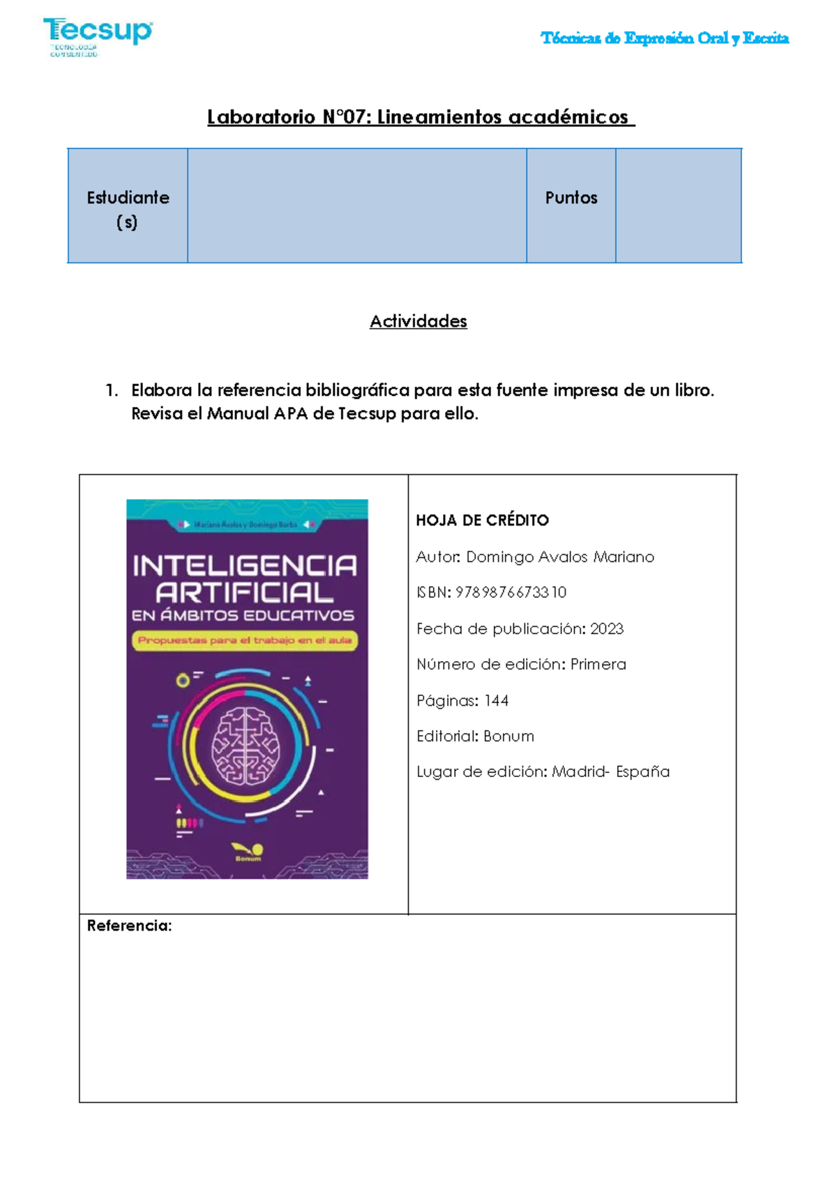 GUÍA DE Laboratorio 7-2: Técnicas de Expresión Oral y Escrita - Studocu