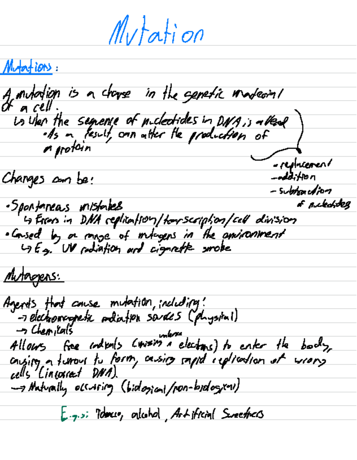 IQ 1.1 Mutation - Bio Notes on Module 6: Understanding Genetic Changes ...