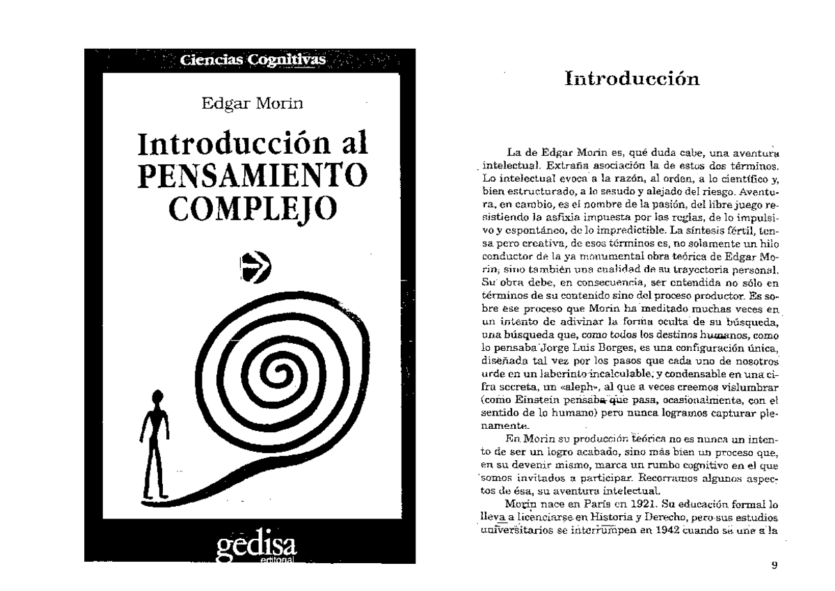 14. Morin, Edgar. Introducción al pensamiento complejo 87-110 - Introducción la Teoría del - Studocu