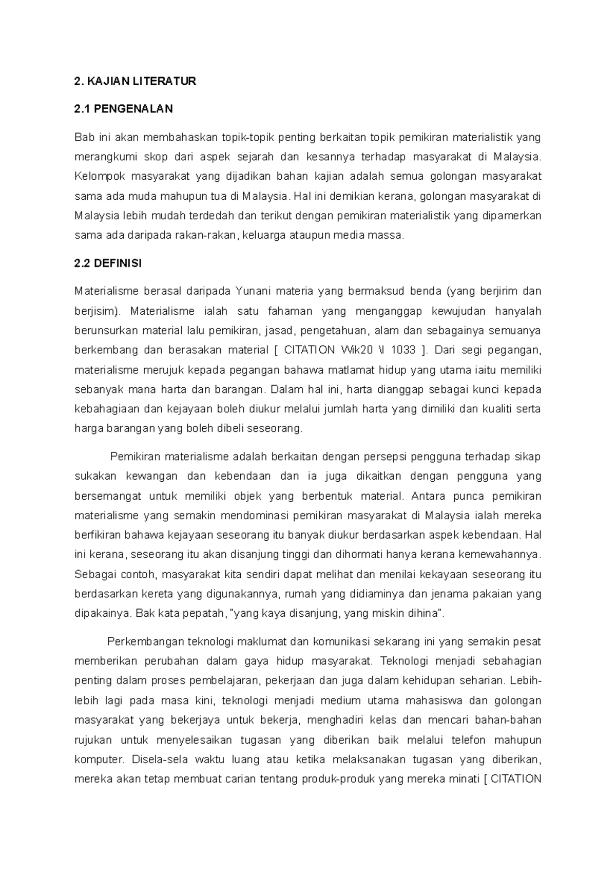 CTU552 Kesan Pemikiran Materialistik dalam Masyarakat Malaysia - Studocu