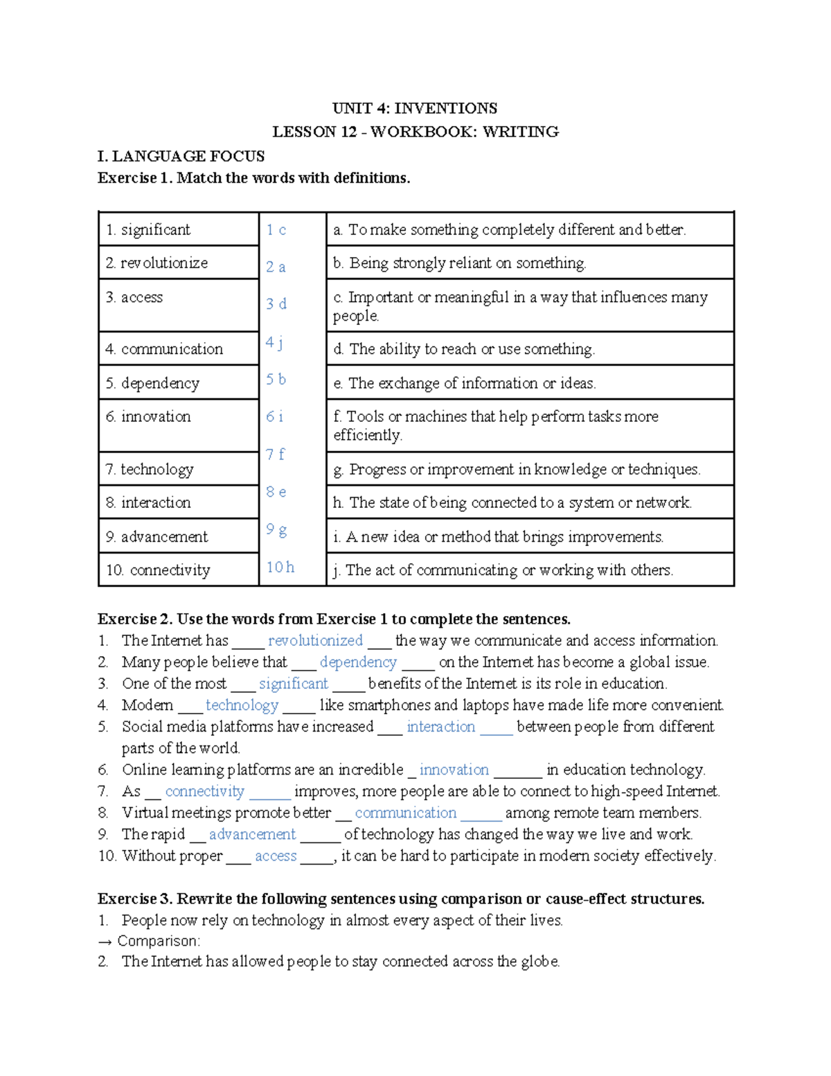 jdfhdjsfhdjfjshfdus - UNIT 4: INVENTIONS LESSON 12 - WORKBOOK: WRITING ...