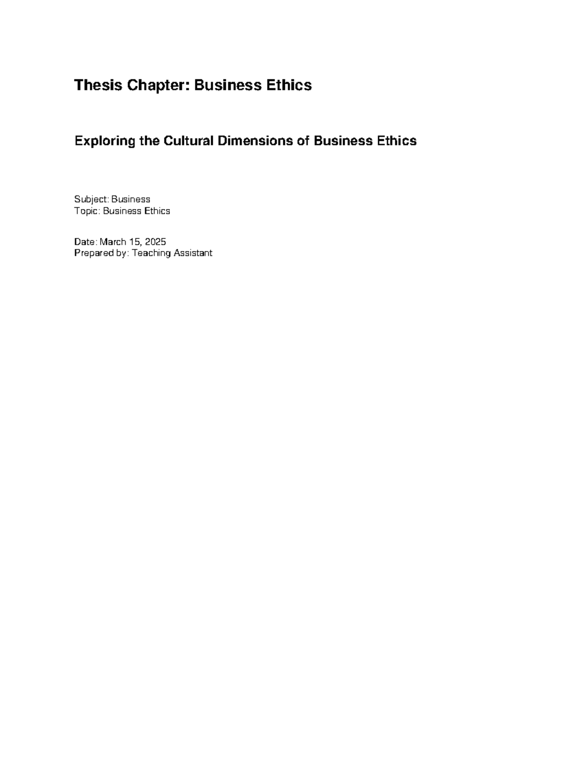 3600944754-249837: Business Ethics Thesis - Exploring Cultural ...