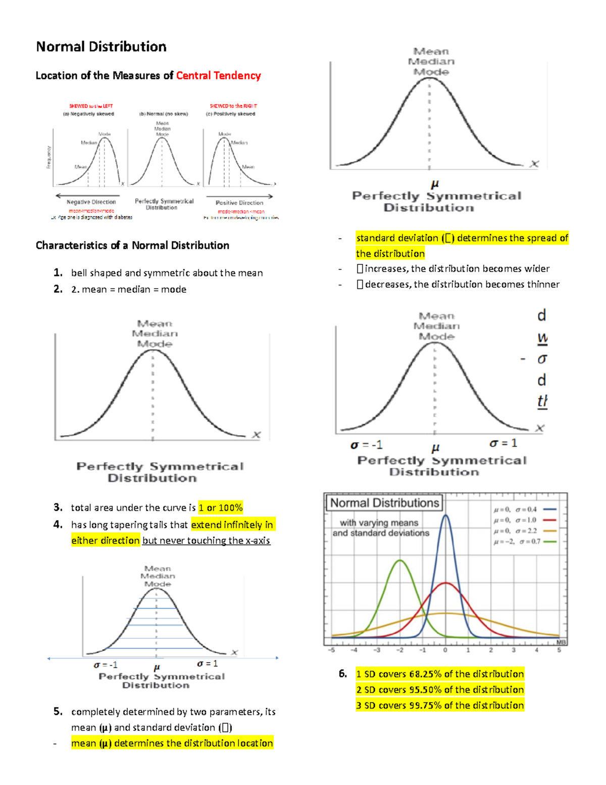 BIOE Lecture: Understanding Normal Distribution Concepts & Applications - Studocu