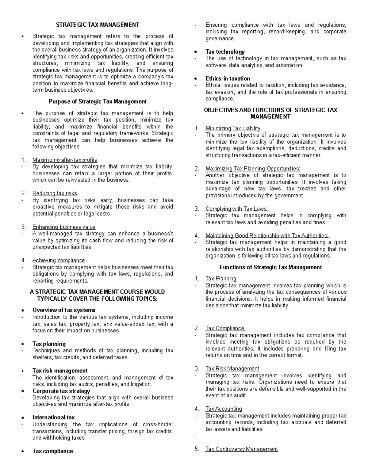 Strategic Tax Management Principles and Practices: Insights and ...