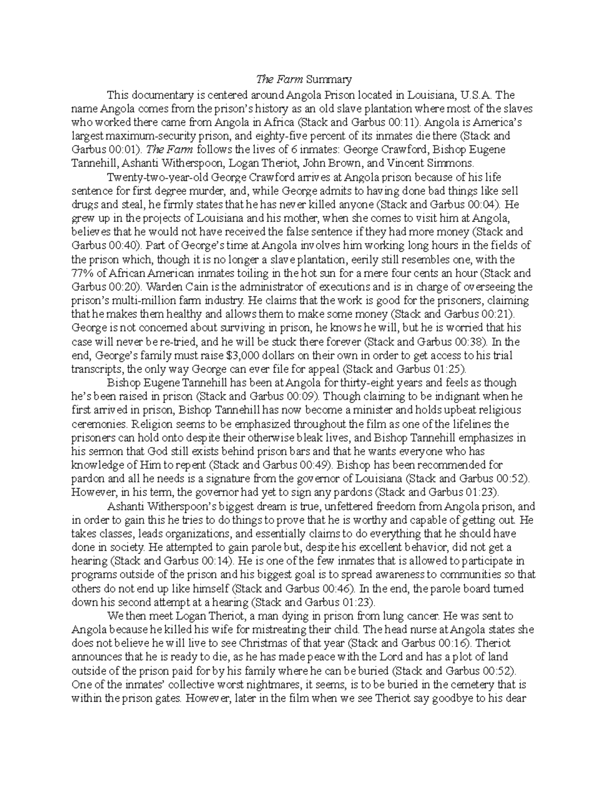 The Farm Summary - The Farm Summary This documentary is centered around ...