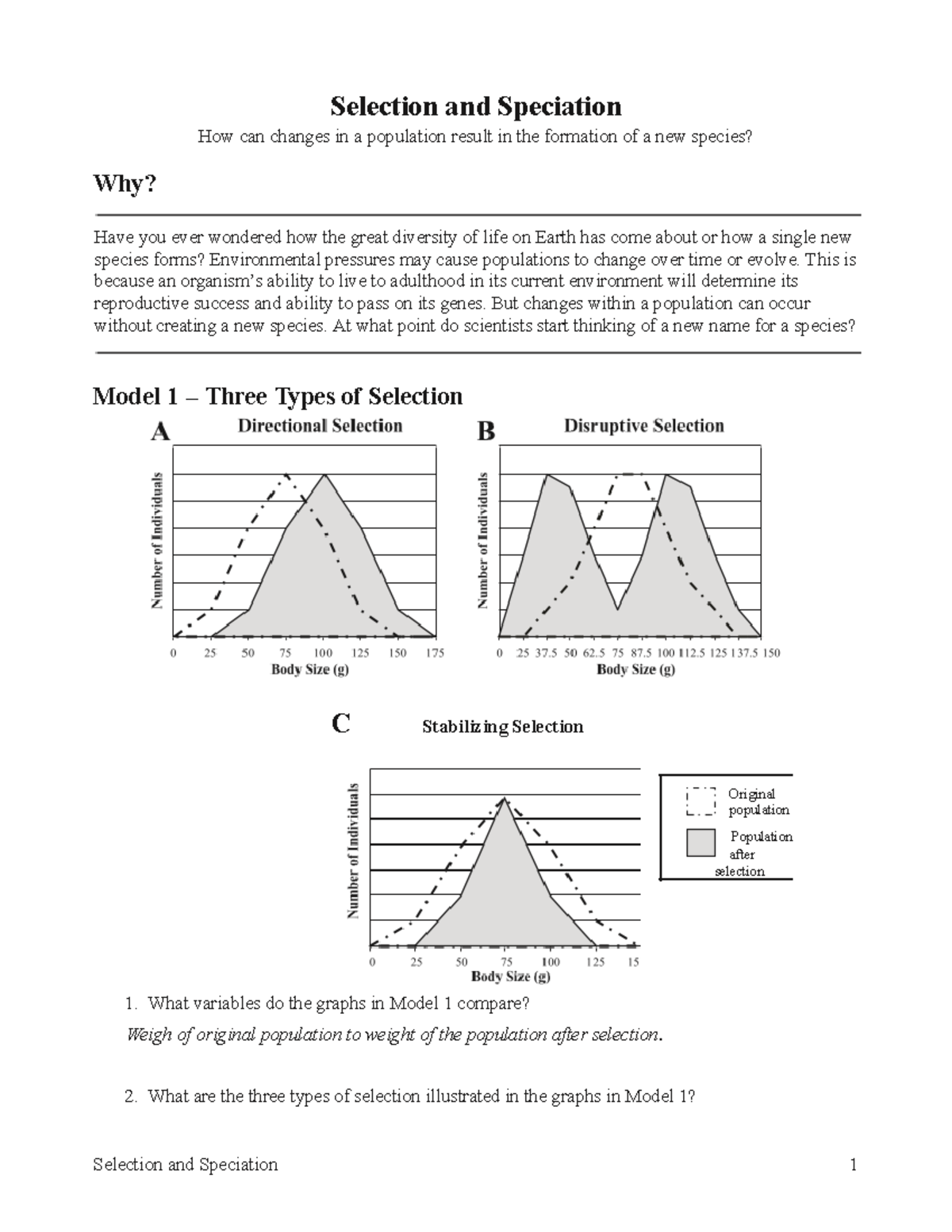 Selection and Speciation: Understanding Evolutionary Dynamics in AP ...
