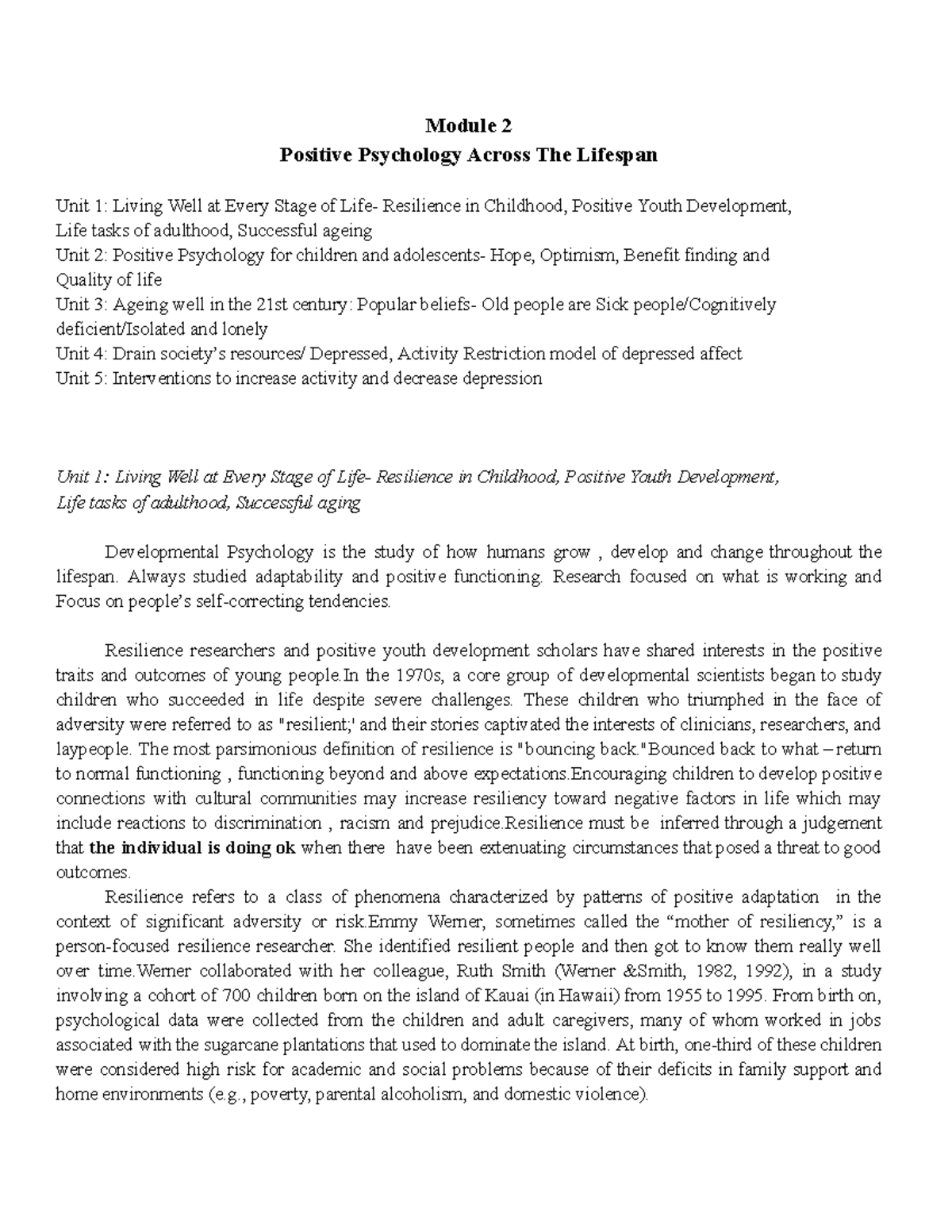 Positive Module-2 - note - Module 2 Positive Psychology Across The ...