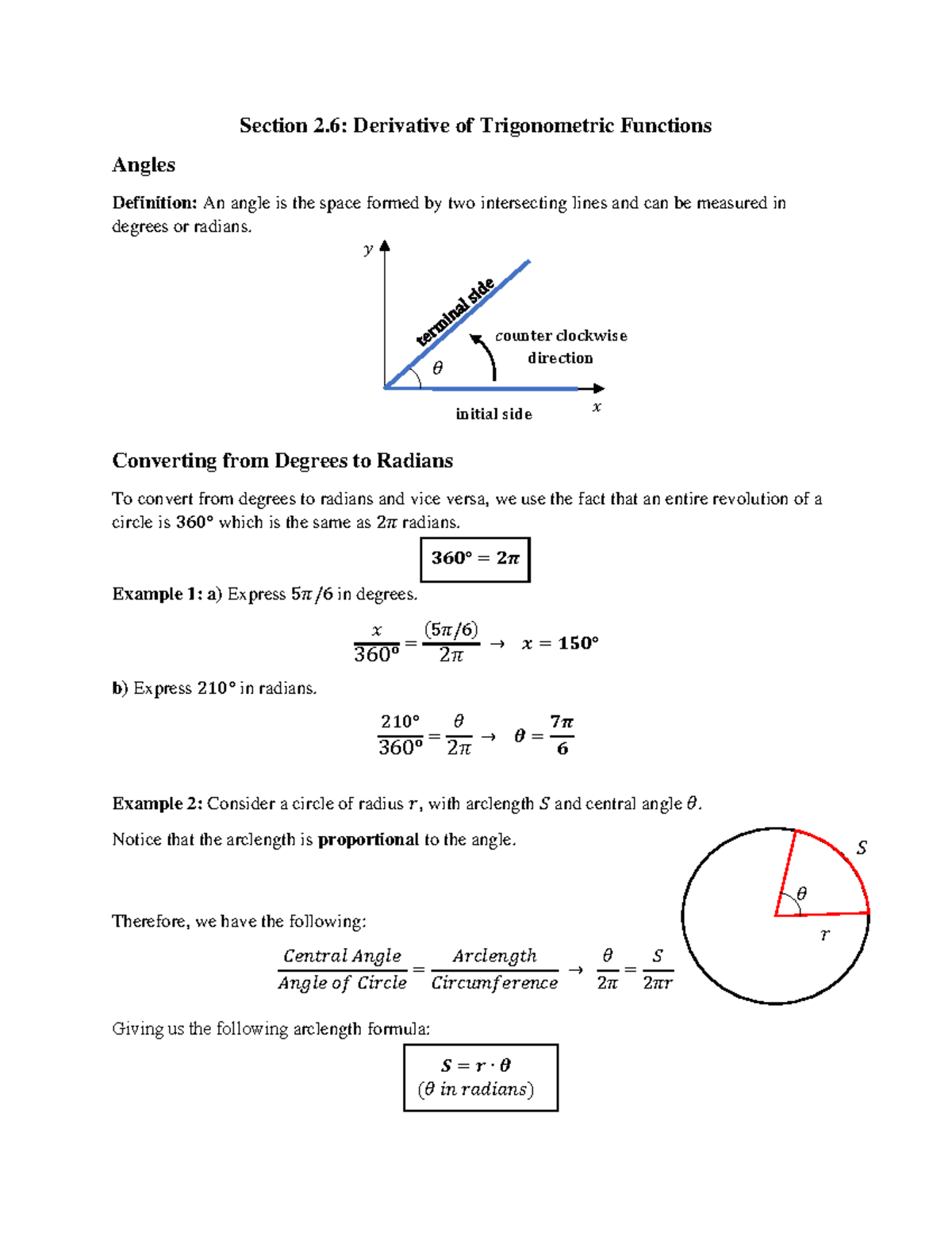 Lecture Notes: Derivative of Trigonometric Functions - Studocu