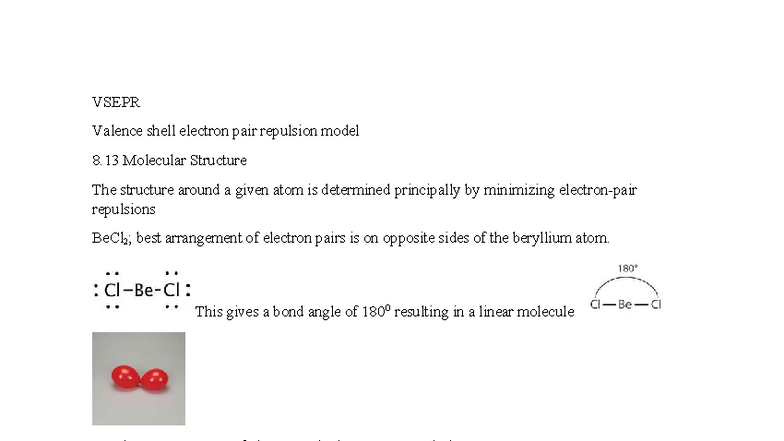 Chapter 8: VSEPR Model and Molecular Structures Explained - Studocu