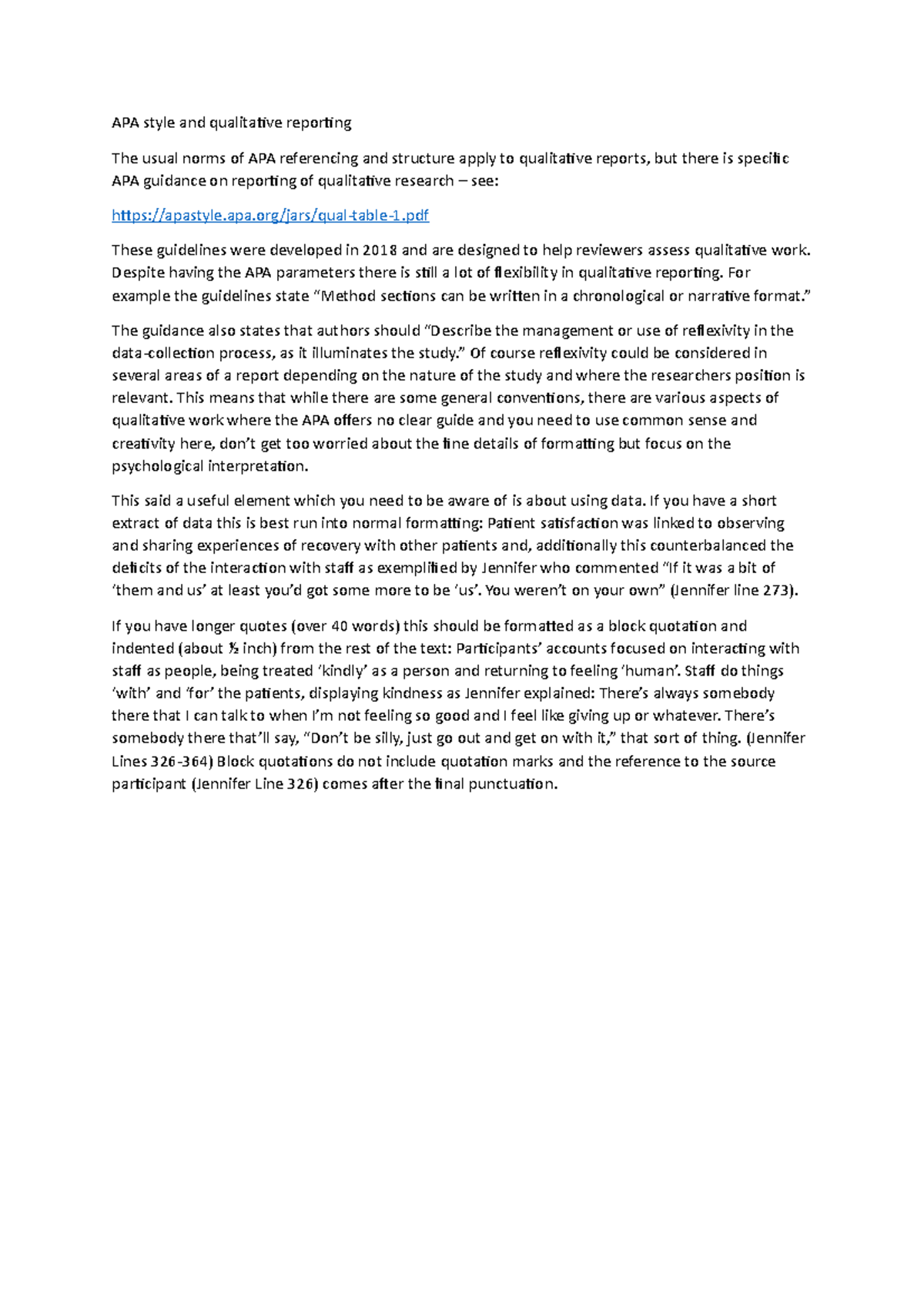 APA Style Guidelines for Qualitative Research Reporting - Studocu
