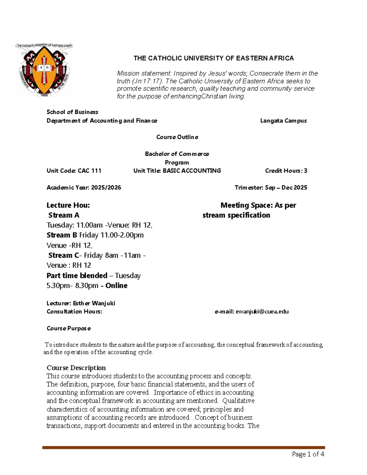 CAC 111 - Basic Accounting Course Outline and Learning Outcomes - Studocu