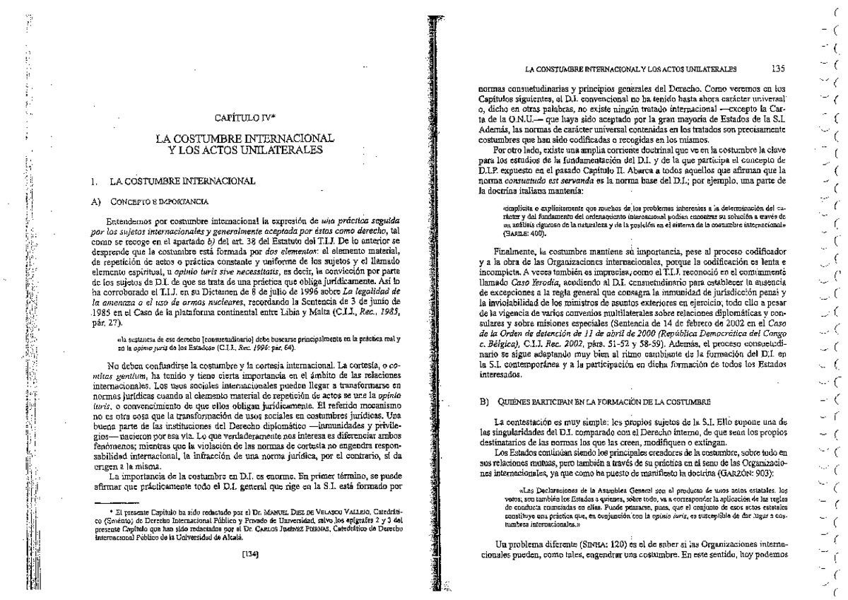 LA COSTUMBRE INTERNACIONAL Y LOS ACTOS UNILATERALES - CAPÍTULO IV - Studocu