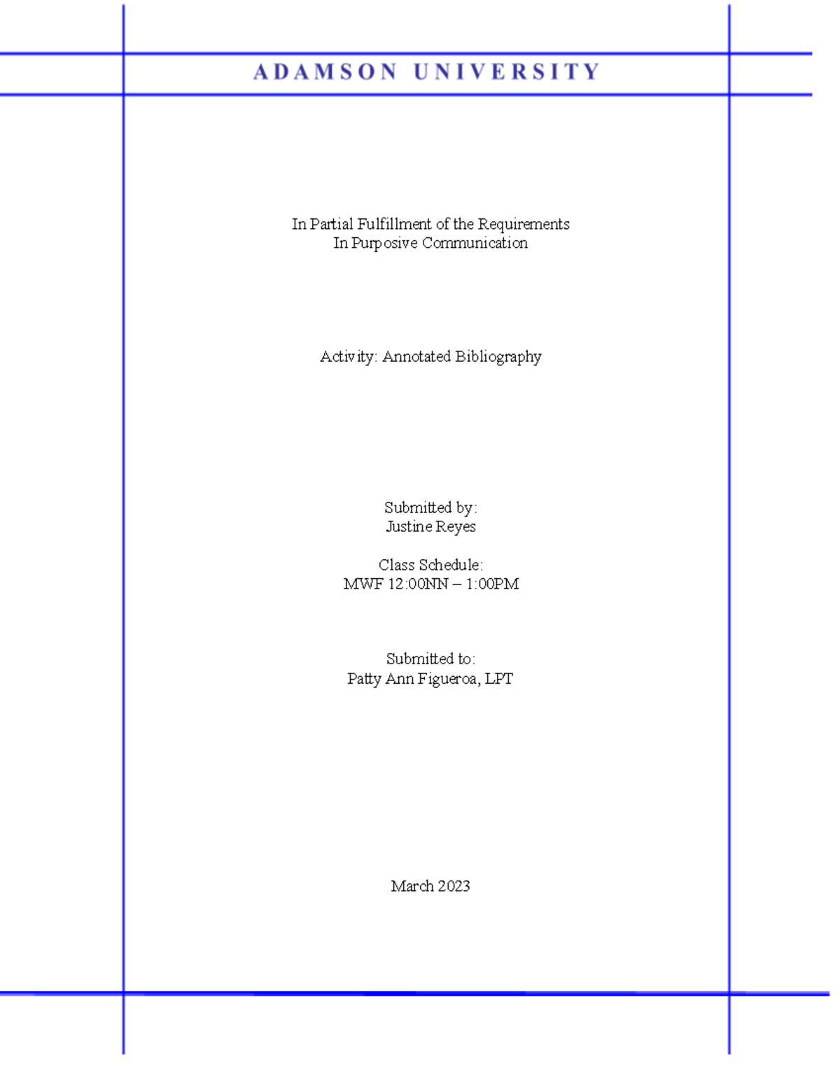 Annotated Bibliography: Purposive Communication (Activity) - Studocu
