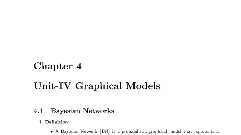 Chapter 4: Graphical Models in Machine Learning (ML 101) - Studocu