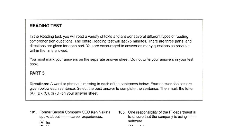 Midterm Exam Course 3 PLUS - Reading Comprehension Test - Studocu