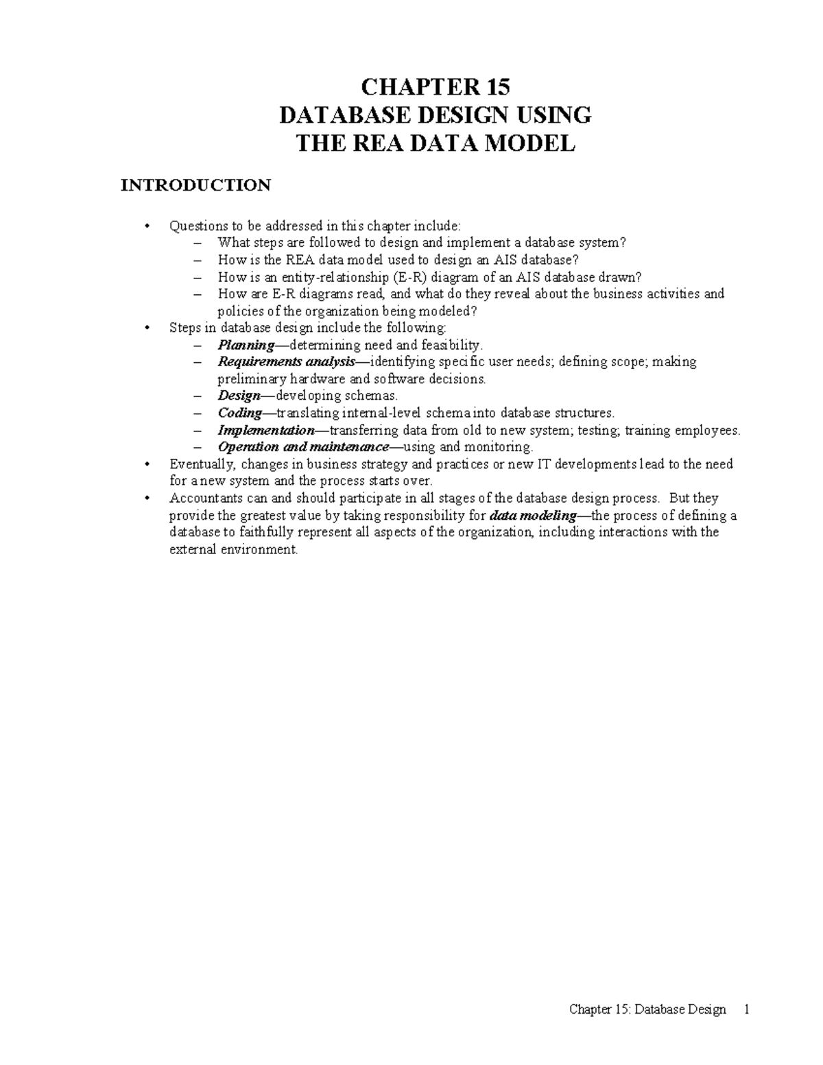 IM CH15 - Summary Mathematics - CHAPTER 15 DATABASE DESIGN USING THE REA DATA MODEL INTRODUCTION ...