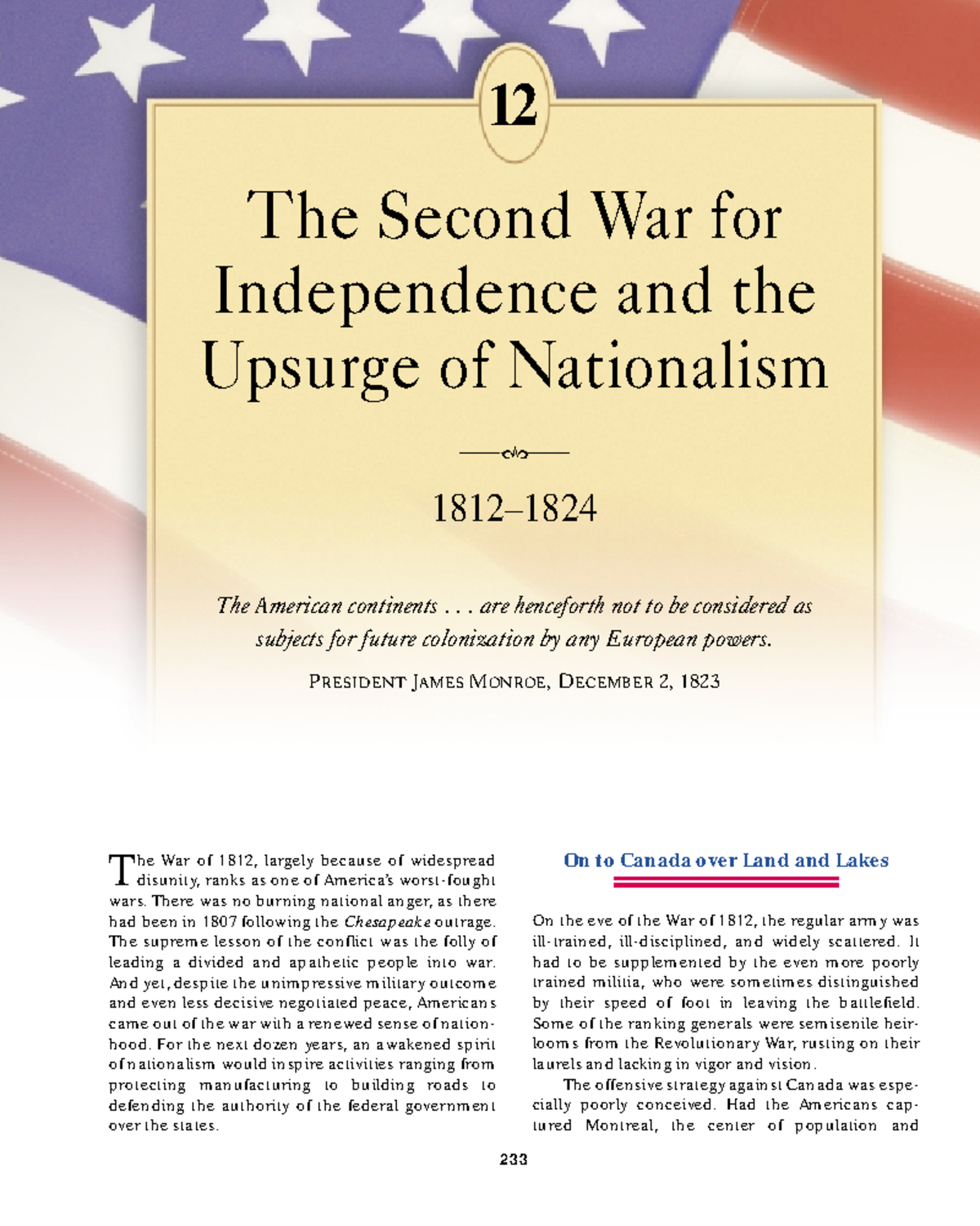 American Pageant Chapter 12: The War of 1812 and Nationalism - Studocu