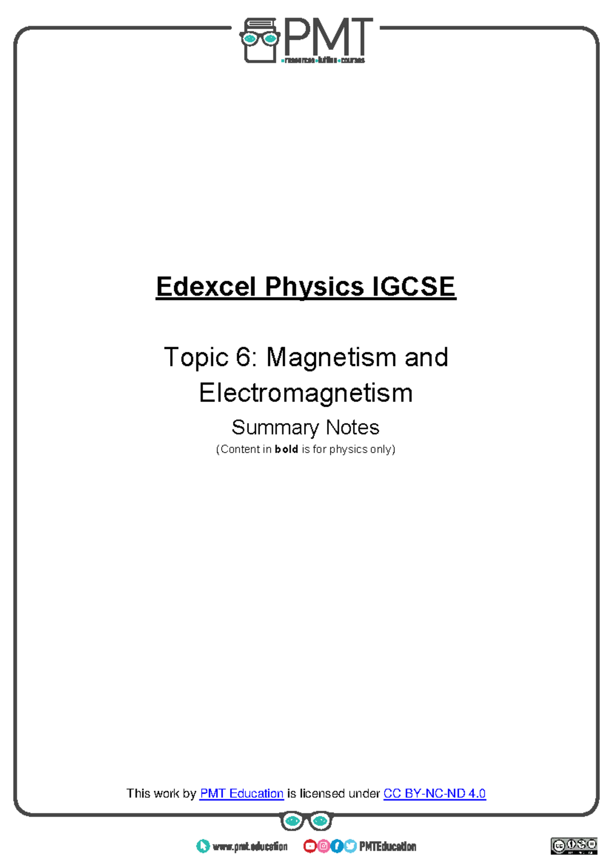 Edexcel Physics IGCSE Topic 6: Magnetism & Electromagnetism Summary ...