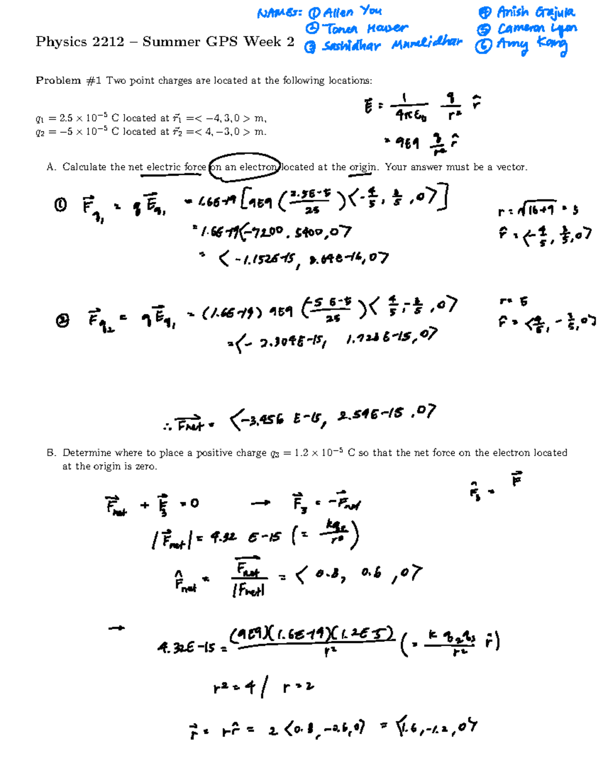 Physics 2212: GPS Week 2 Problem Set - Summer 2025 - Studocu