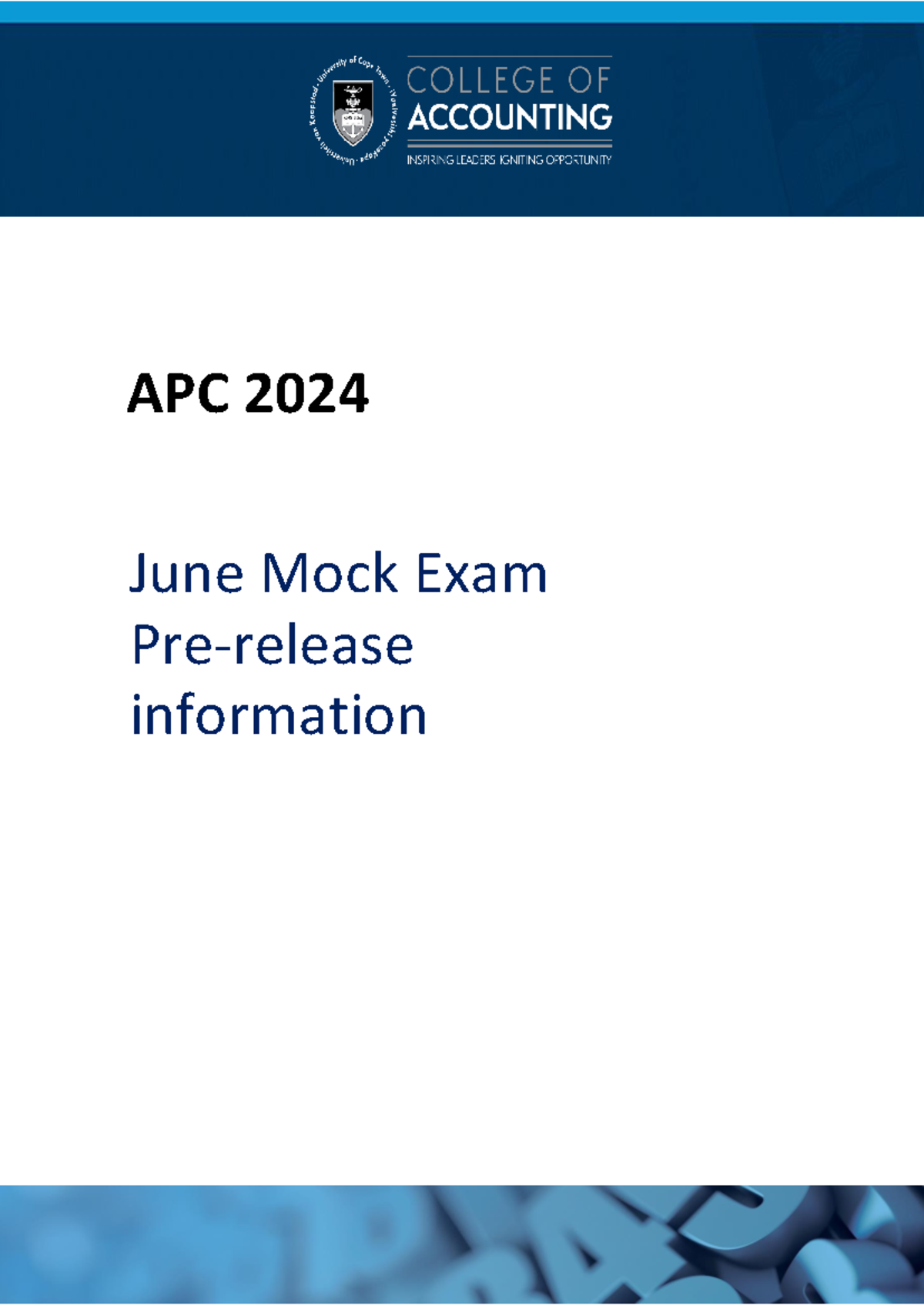 2024 APC June Mock Exam Pre-release Insights and Updates - Studocu