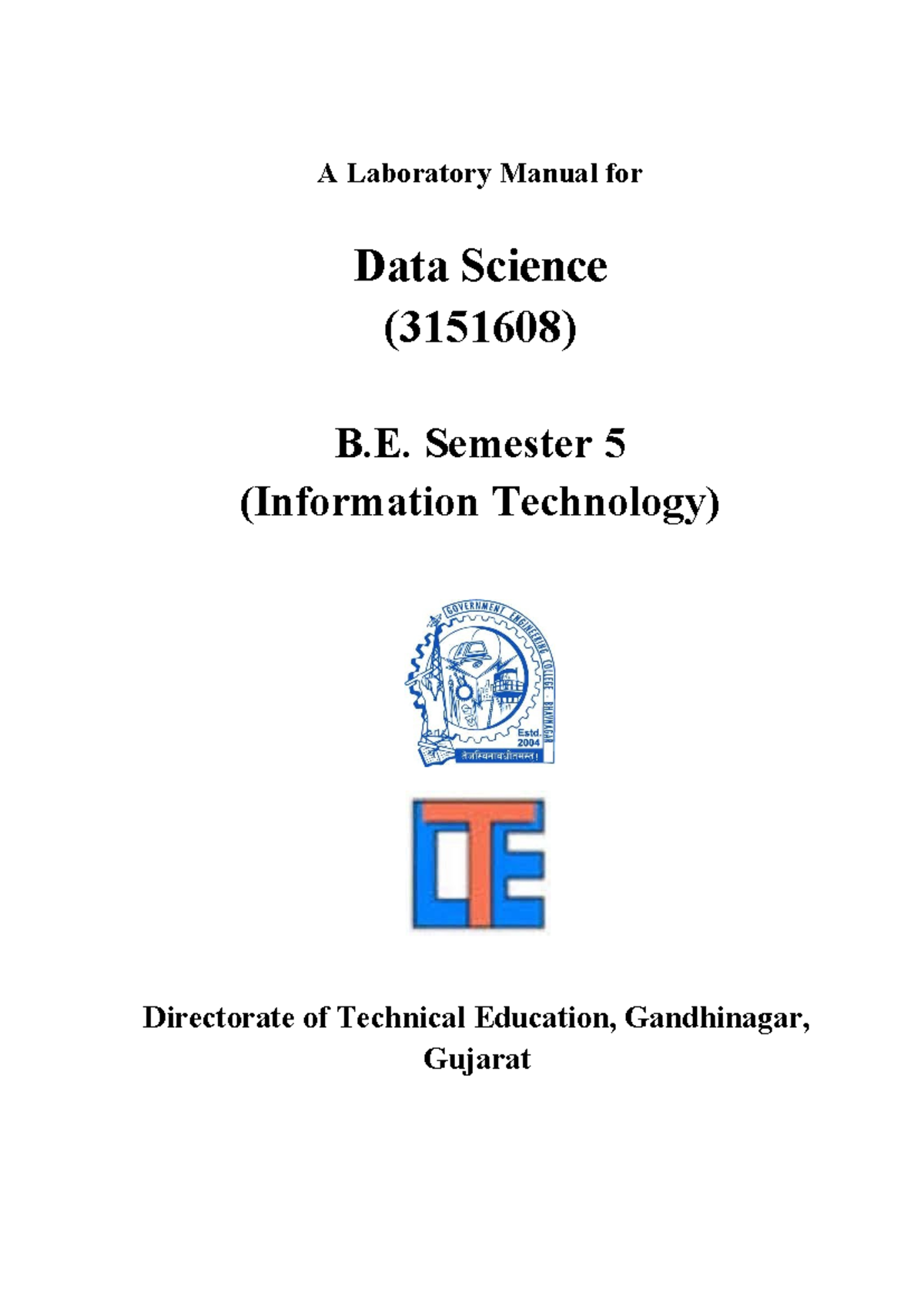 Data Science Lab Manual (3151608) - Practical Guidelines & Objectives ...