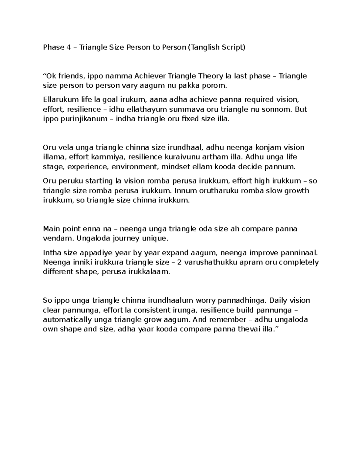 Phase 4 – Triangle Size: Person to Person Insights (Tanglish) - Studocu