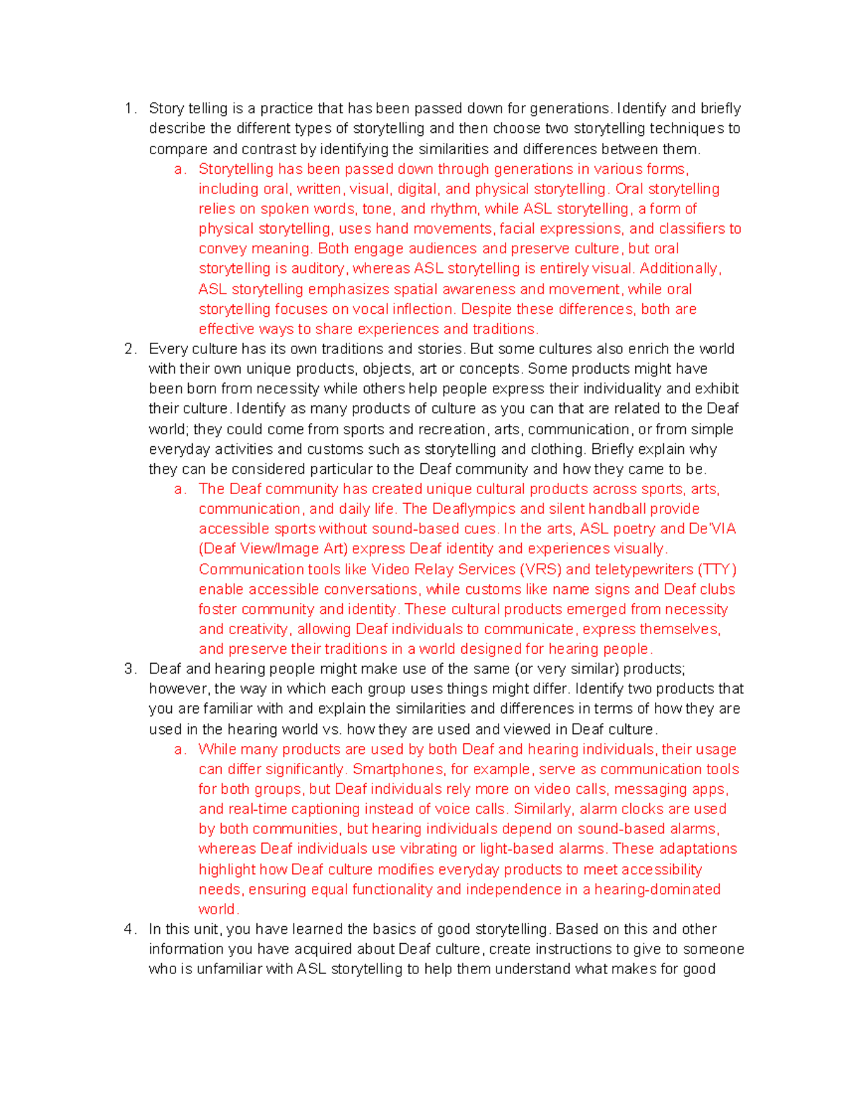 ASL Unit 2: Exploring Storytelling Techniques and Cultural Products - Studocu