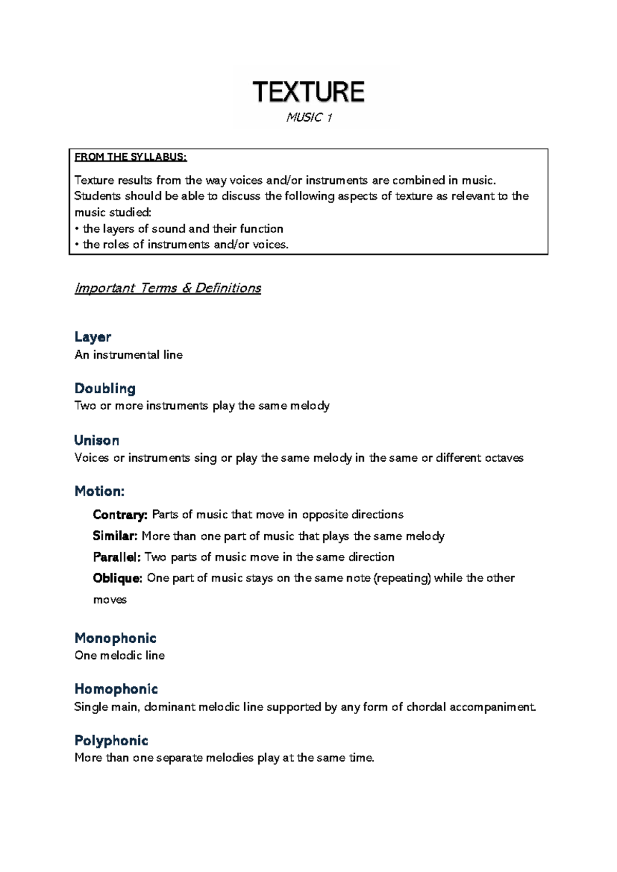 Texture music 1: Understanding layers and roles in music composition ...