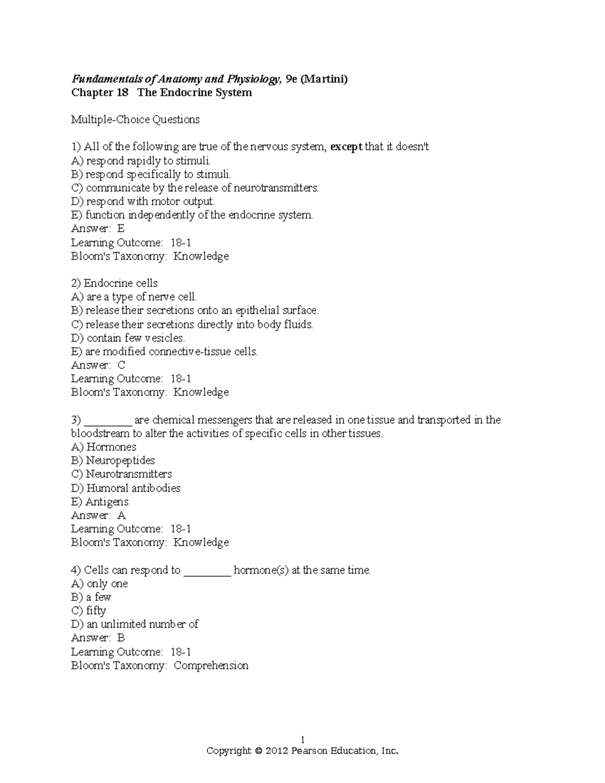 Ch 18 Endocrine System Qbank - Multiple-Choice Questions - Studocu