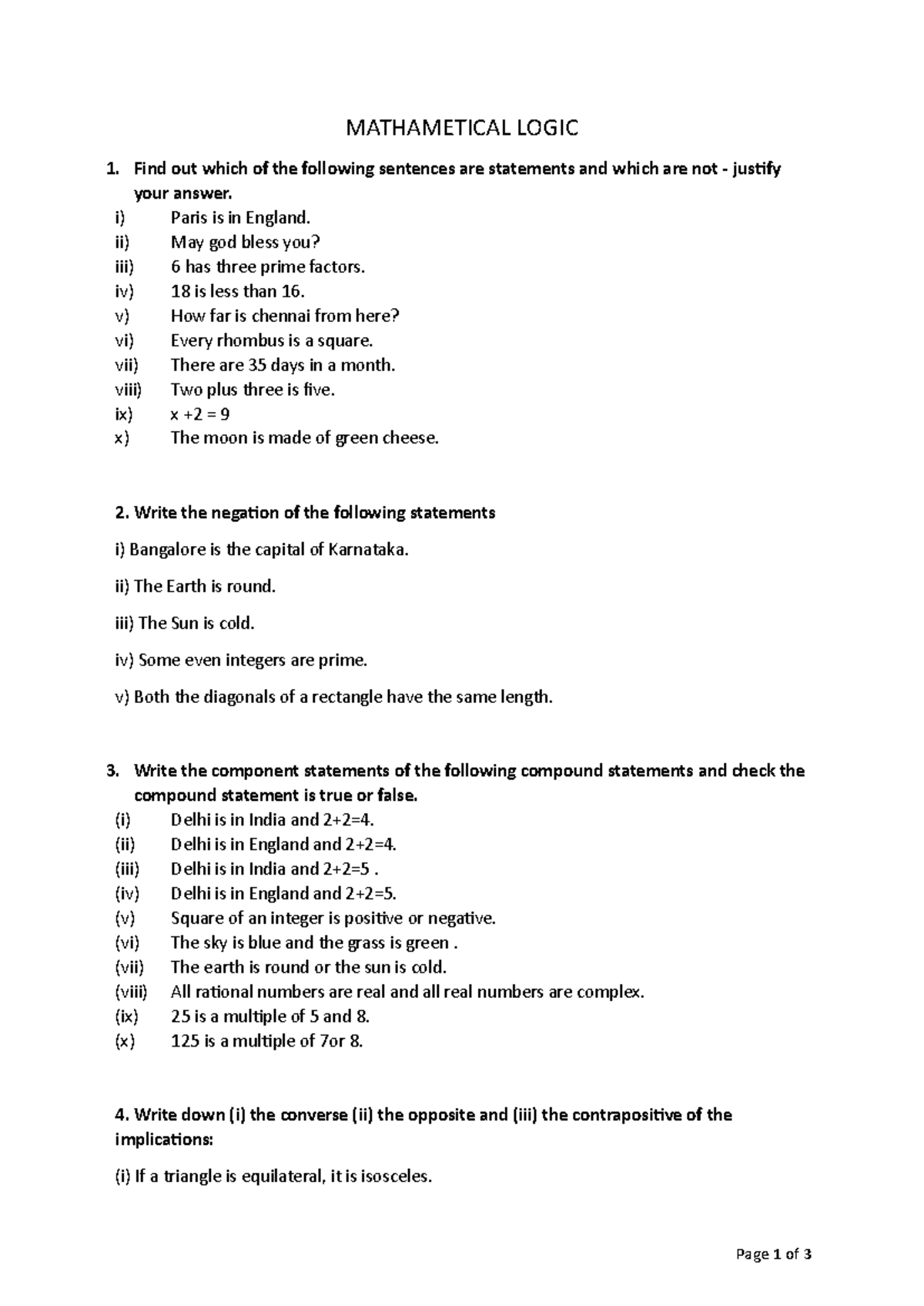 MATH 101: Assignments on Propositions & Set Theory - Studocu