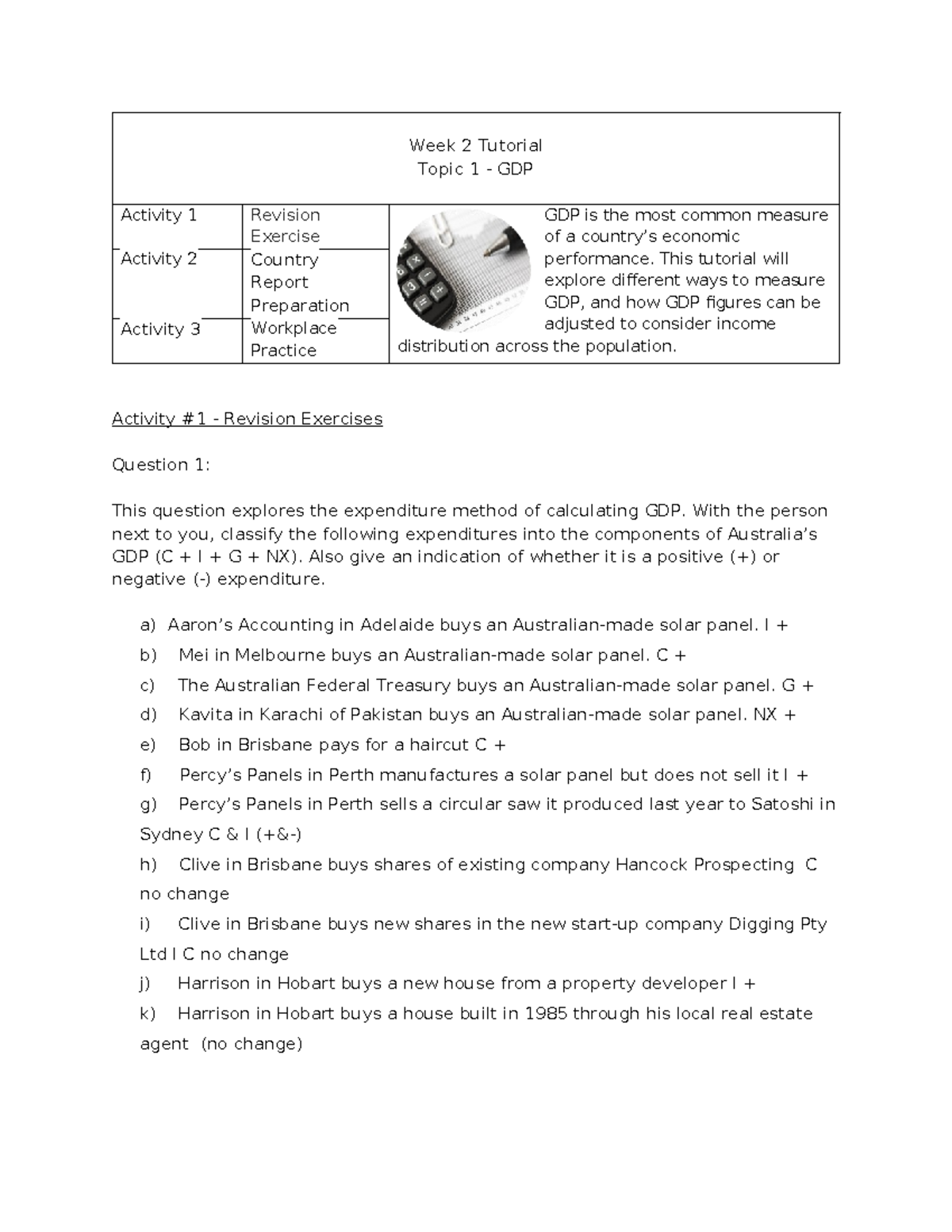 Topic 1 GDP - Questions - Week 2 Tutorial Topic 1 - GDP Activity 1 ...
