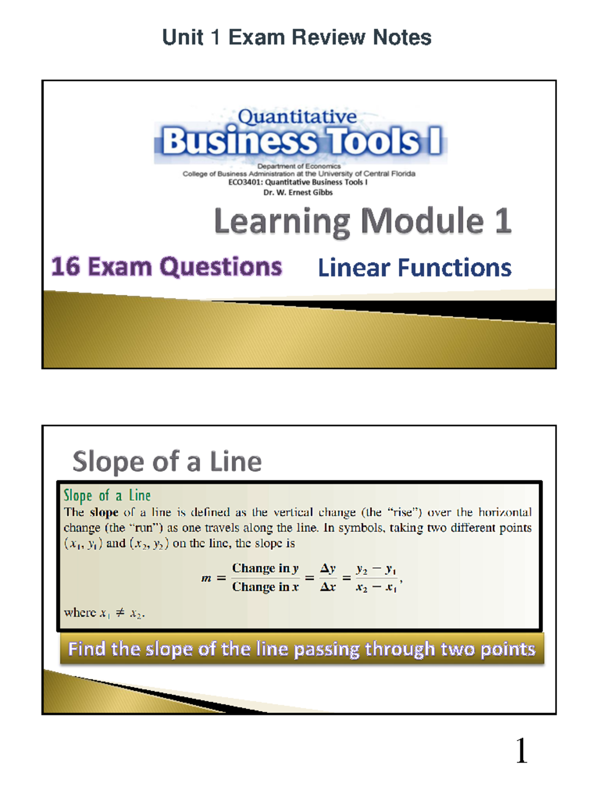 Unit 1 Exam Review: Linear Functions & Systems of Equations - Studocu