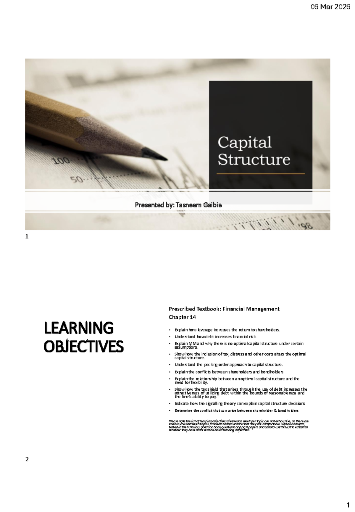 Corporate Finance Lecture Notes: Capital Structure Insights - Studocu