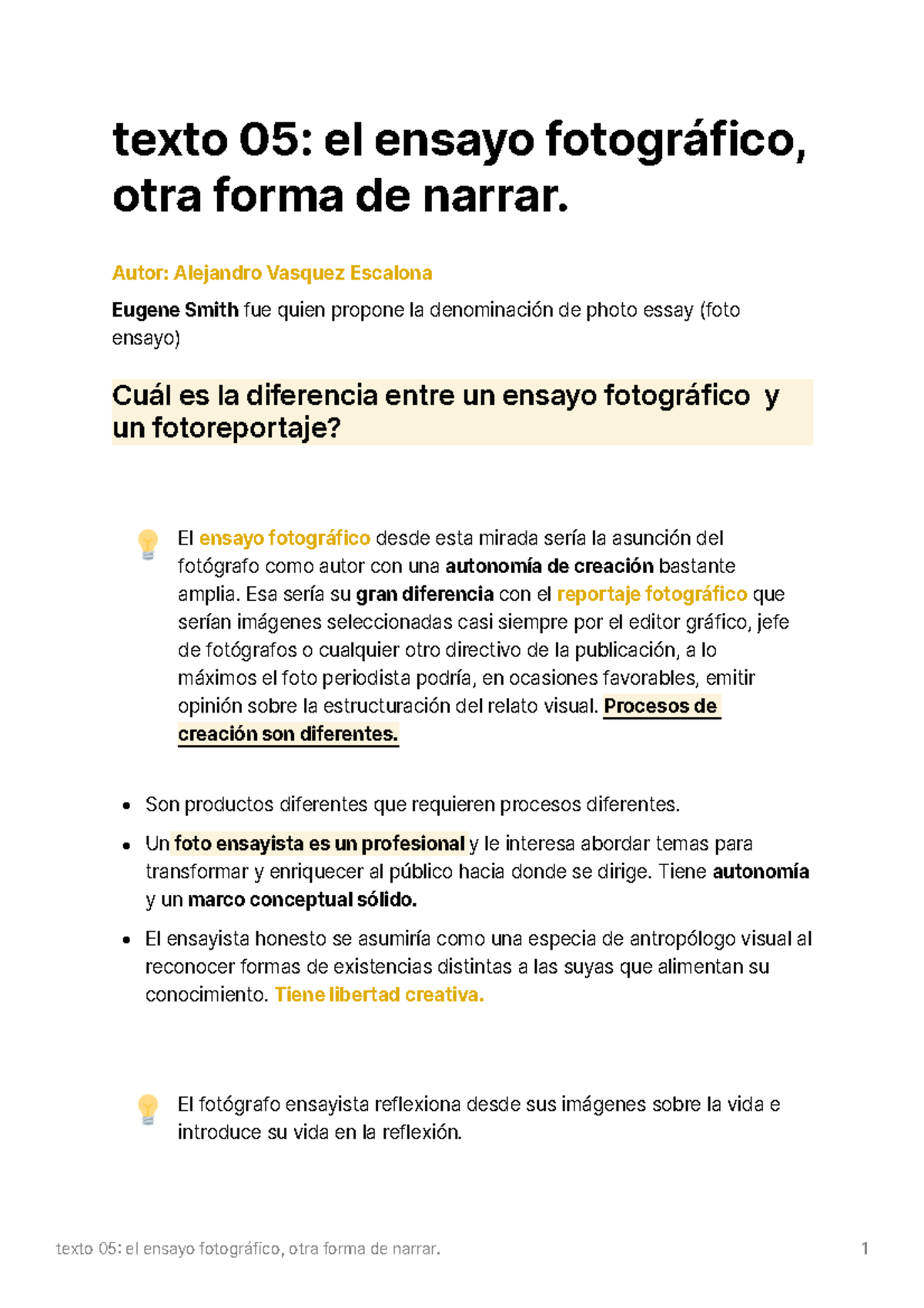 Texto 05: El Ensayo Fotográfico como Forma de Narrar Visualmente - Studocu